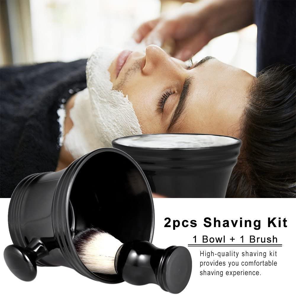Ceramic Shaving Soap Mug Bowl with Handle Porcelain and Shaving Brush ...