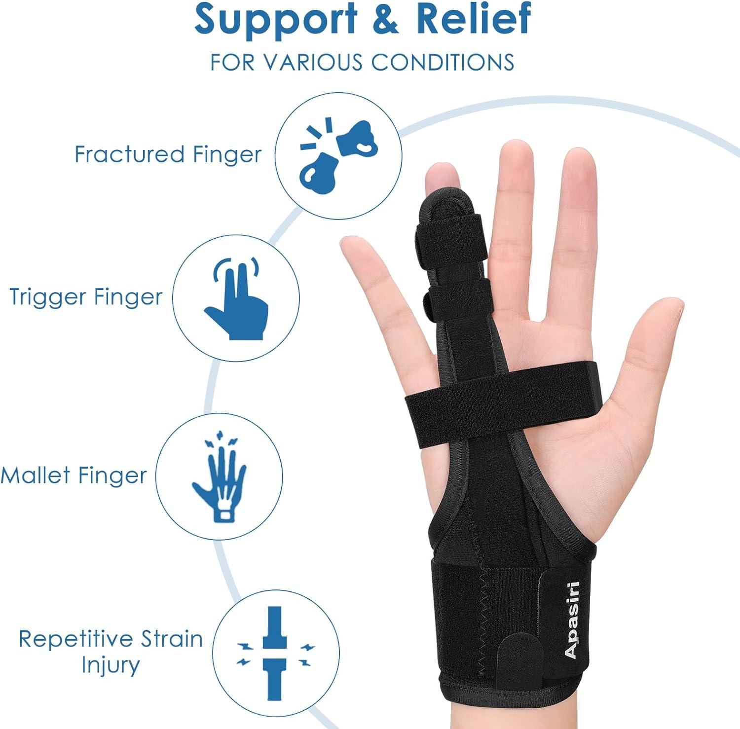 Apasiri Trigger Finger Splint - Medium Finger Brace for Broken Finger ...