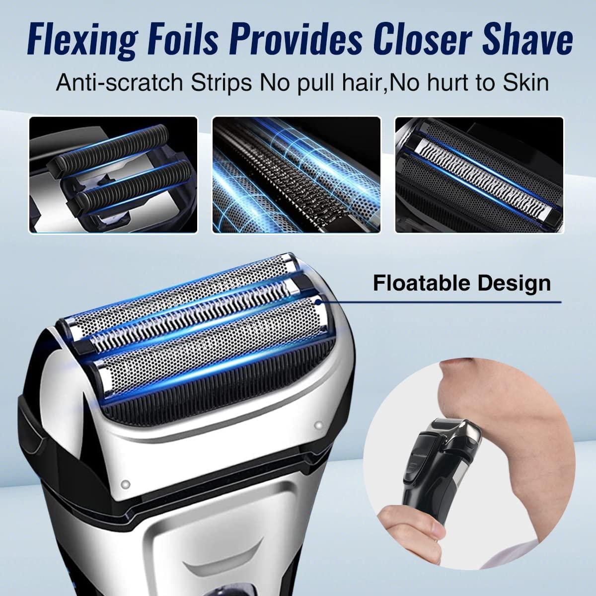 Pritech Men's Rechargeable Electric Foil Shaver for Beard Trimming ...