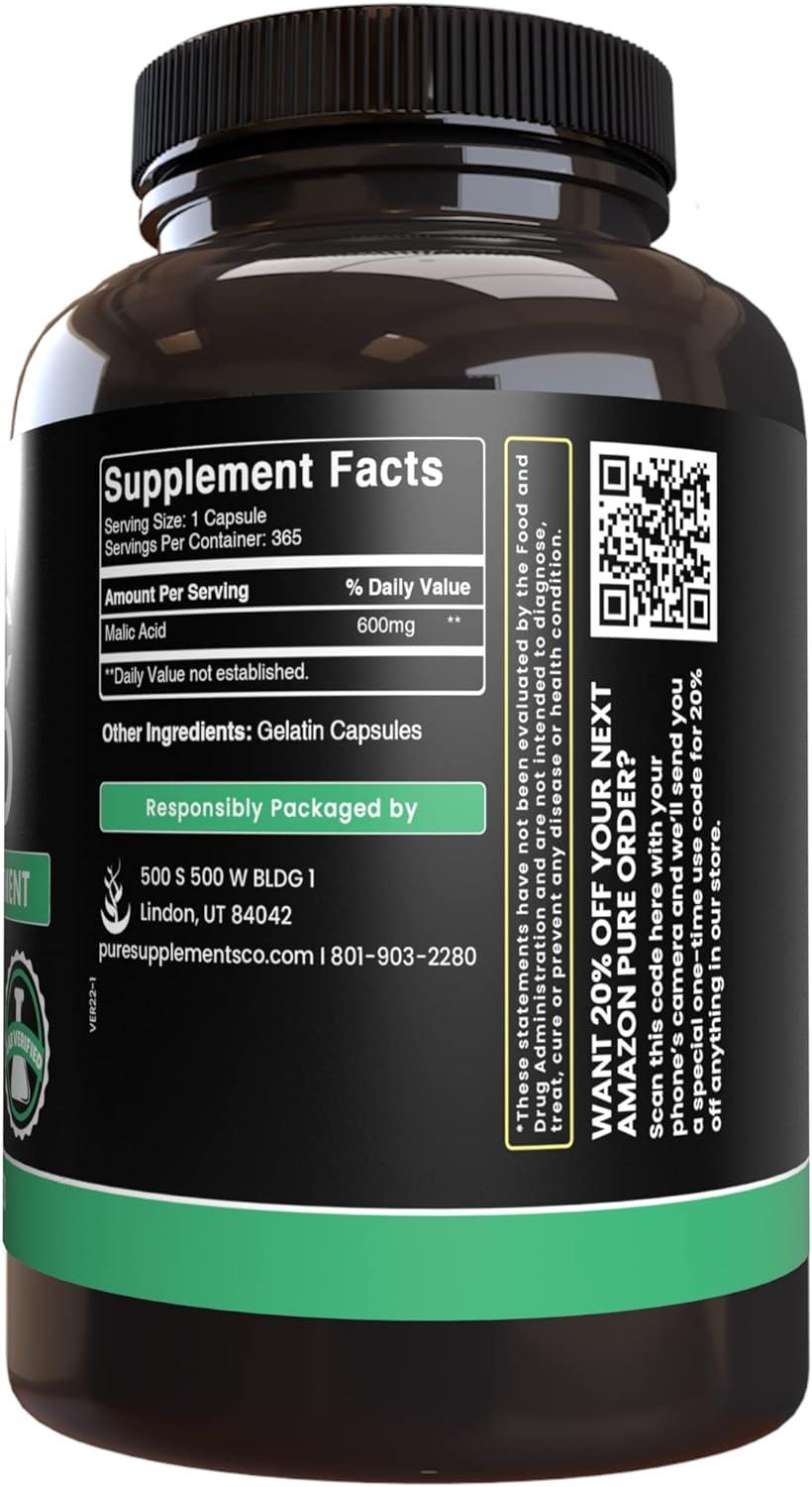 365 Pure Malic Acid Capsules - Lab Verified, Original Ingredients, No ...