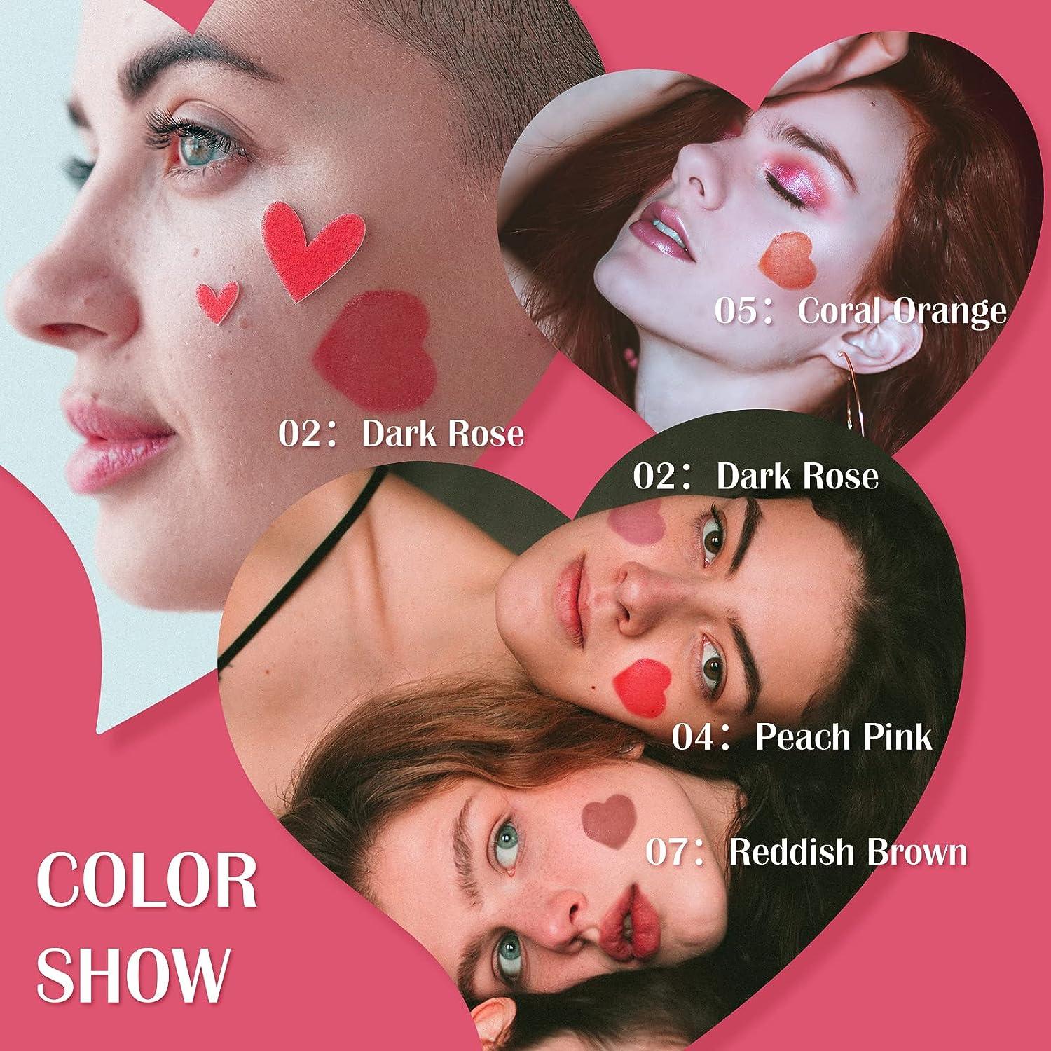 PASNOWFU Liquid Blush: Heart-Shaped Stamp Korean Blush for Natural ...