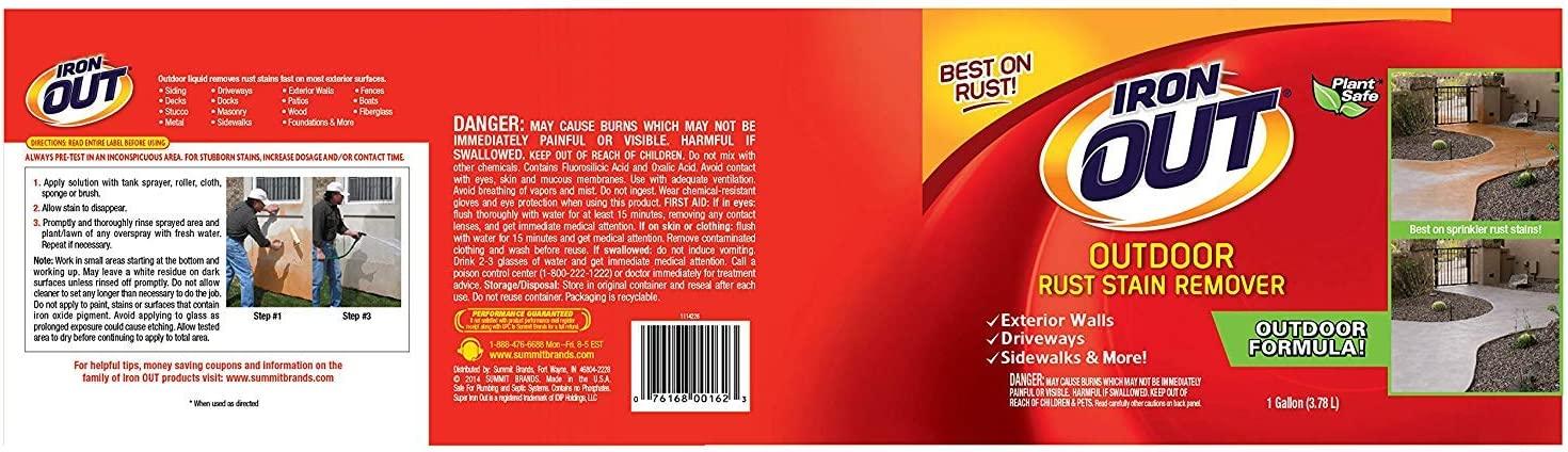 Iron OUT Liquid Rust Stain Remover - 1 Gallon | Removes Rust Stains ...