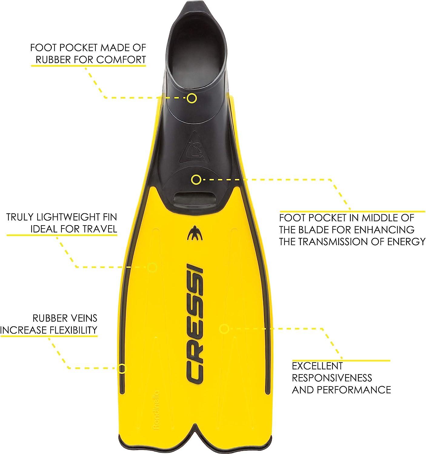 Cressi Adult Snorkeling Full Foot Fins - Rondinella | Made in Italy ...
