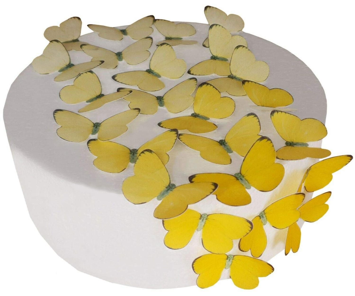 Pre-Cut Yellow Butterflies - Edible Rice/Wafer Paper Cake & Cupcake ...