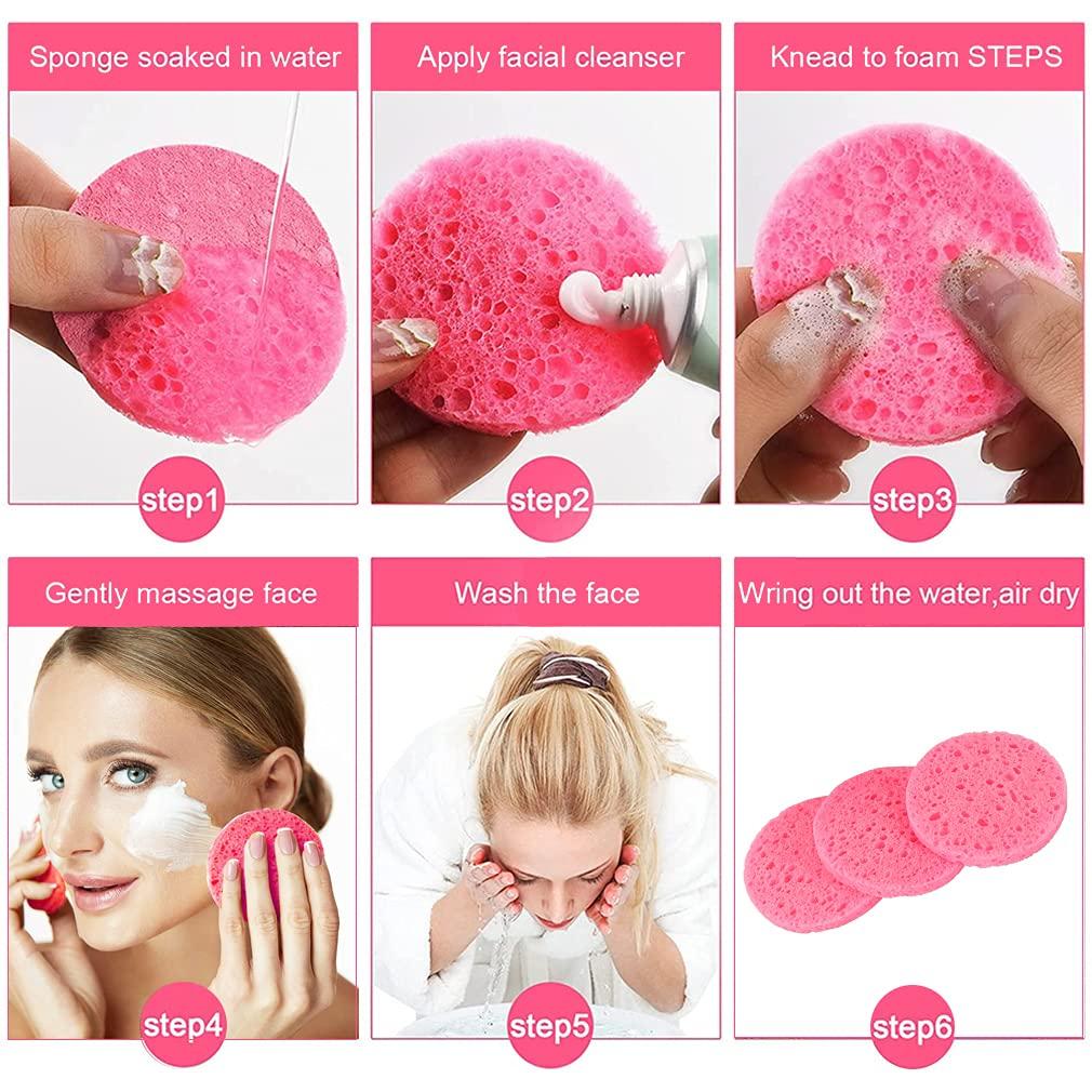 50-Count Compressed Facial Sponges - 100% Natural Cellulose Spa Sponges ...