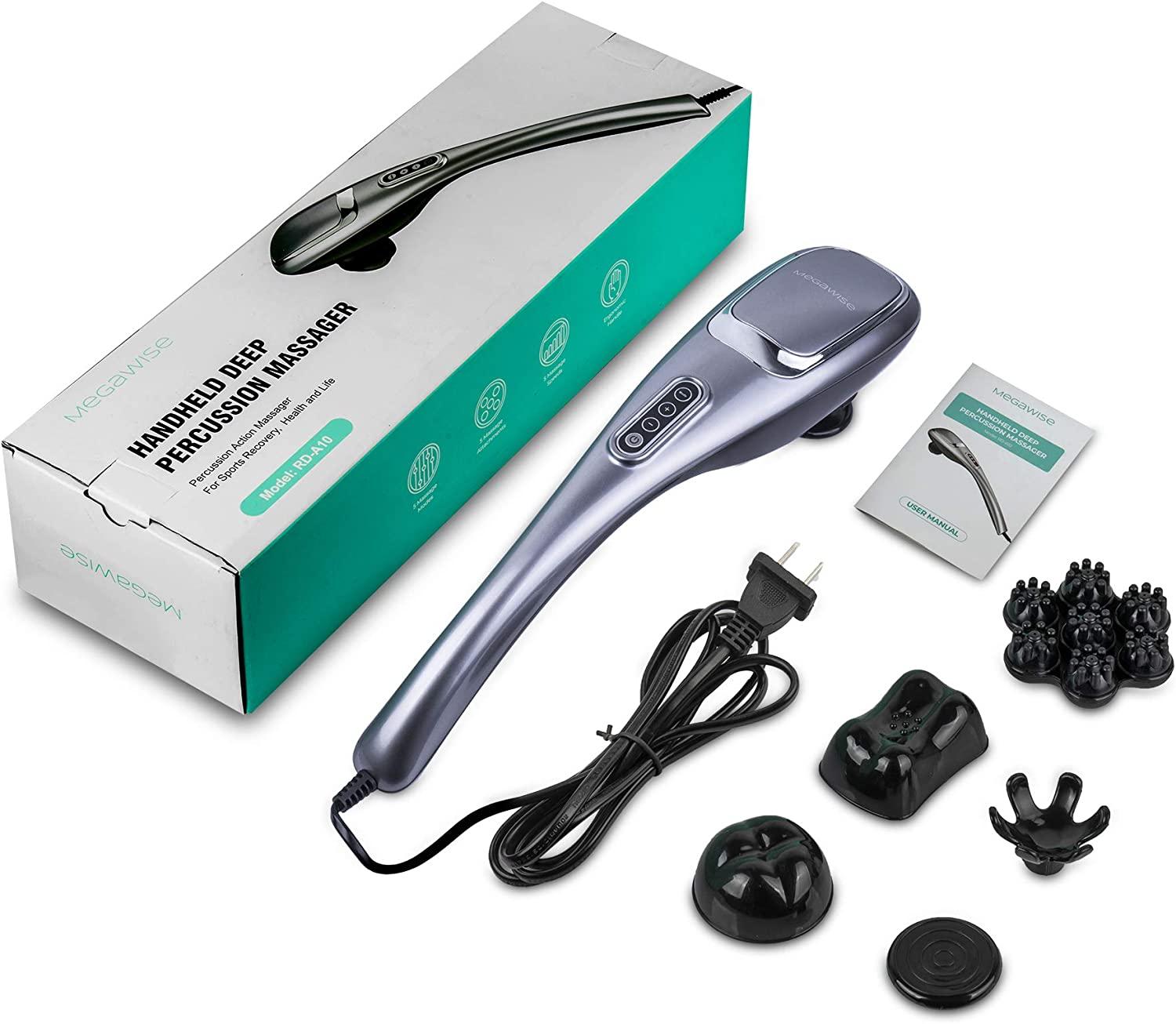 MEGAWISE Handheld Back Massager | Powerful 3600 RPM 5-Speed Motor ...