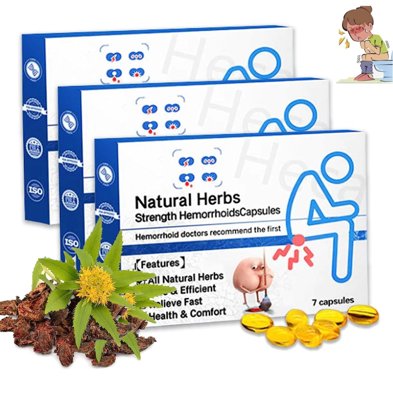 HECA Natural Herbal Strength Hemorrhoid Capsules - Fast Relief for ...