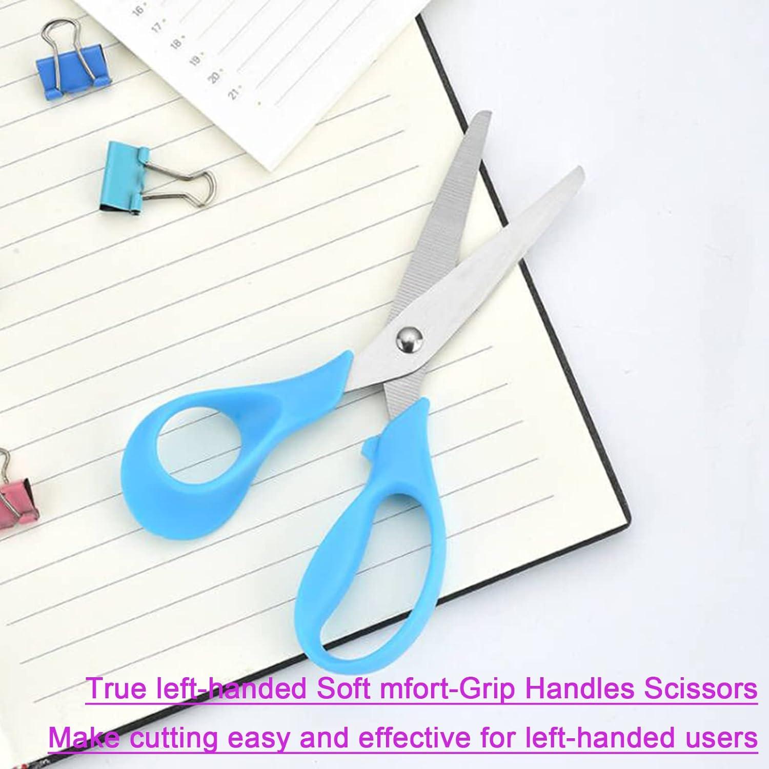 Left Handed Kids Craft Scissors - Set of 3 Blunt Safety Scissors for ...