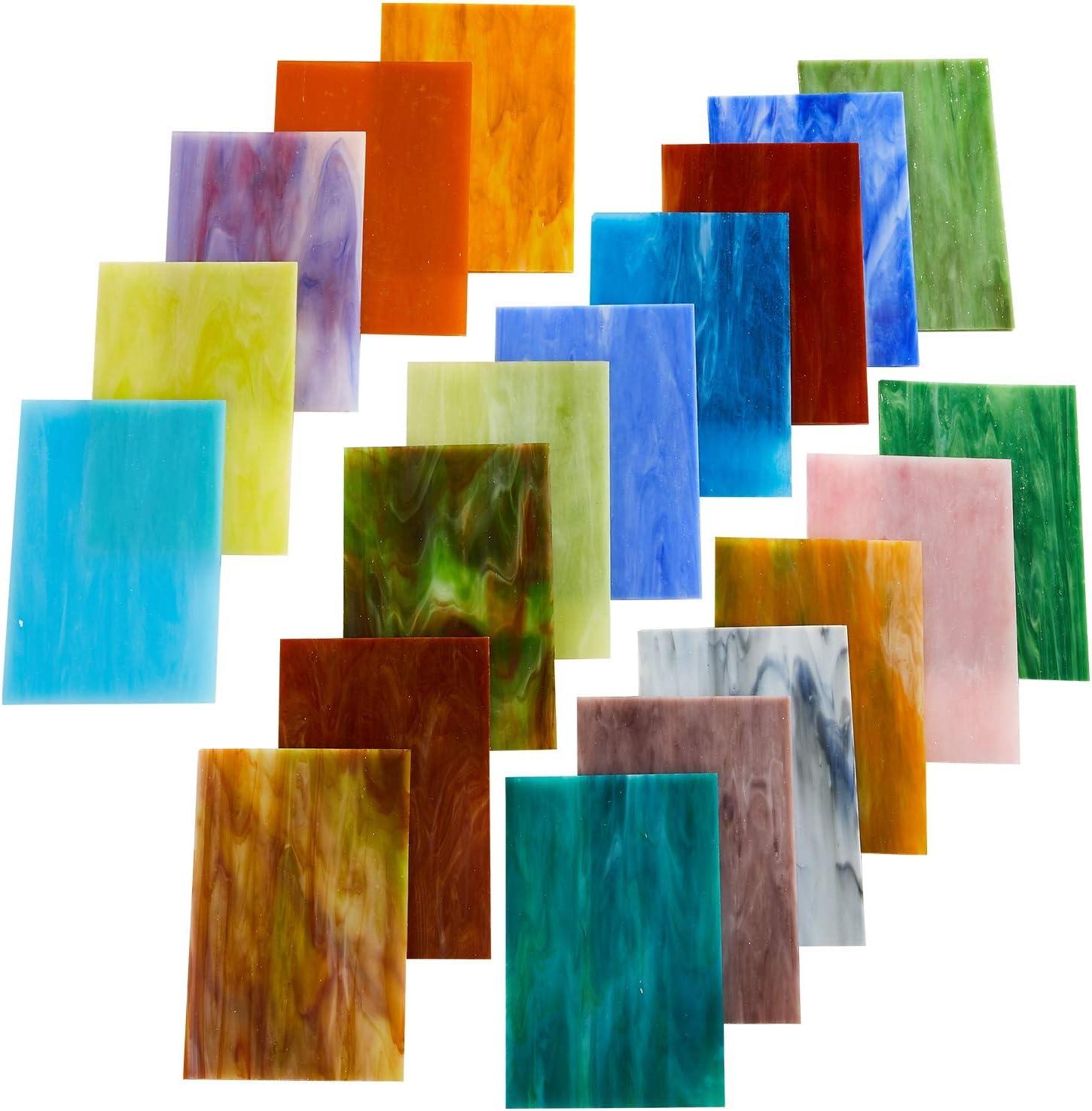 MaxGrain 20 Sheets Tiffany Stained Glass Variety Pack - 4x6 inch for ...