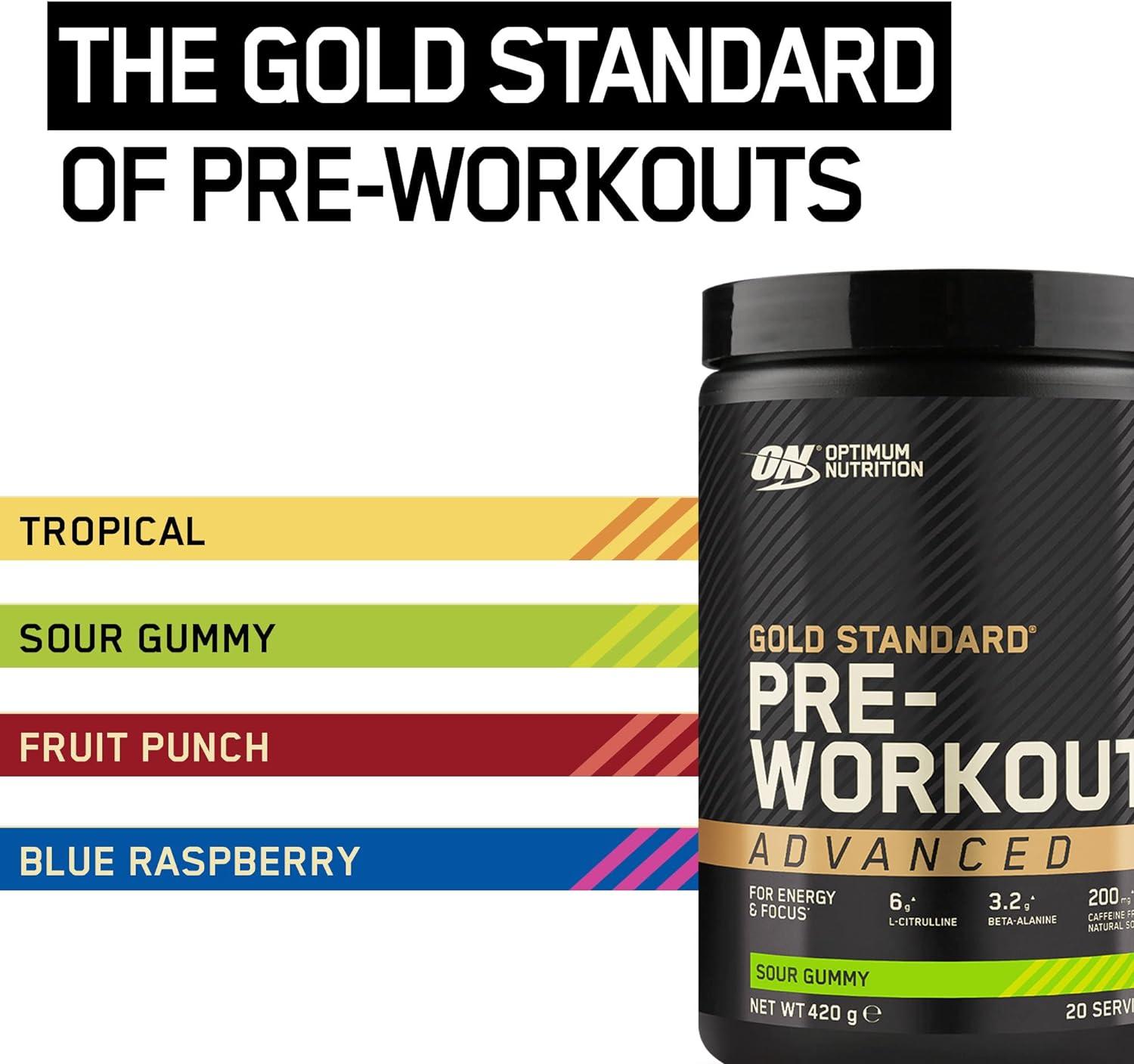 Optimum Nutrition Gold Standard Pre-Workout Powder - Sour Gummy Flavor ...