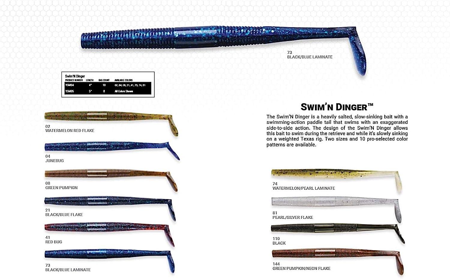 Yum Swim 'N Dinger 5 Inch - Black/Blue Flake | Yum Lures | Buy Now with ...