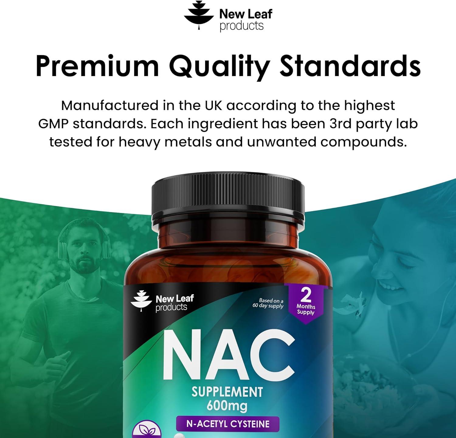 NAC N-Acetyl-Cysteine 600mg (per Serving) N-Acetyl Cysteine Nutritional ...