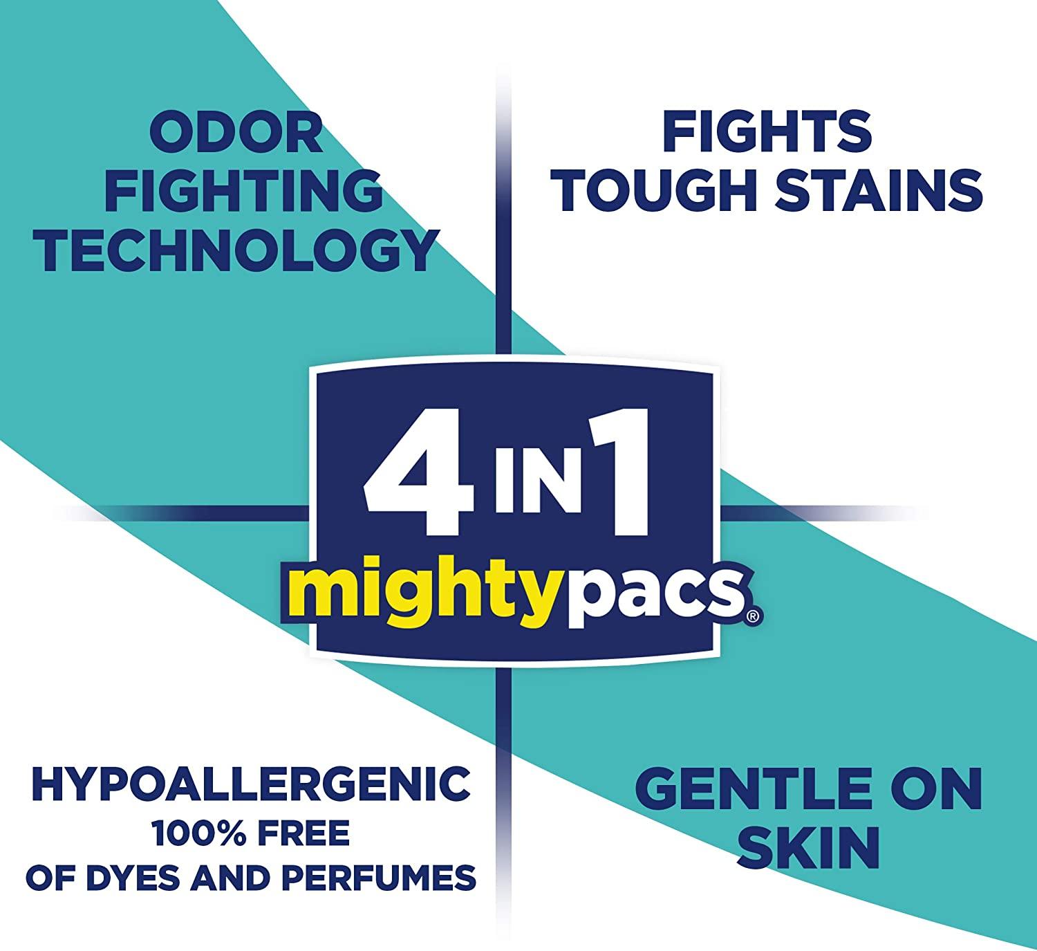 All Mighty Pacs Free Clear Odor Relief Laundry Detergent 56 Count Tub ...