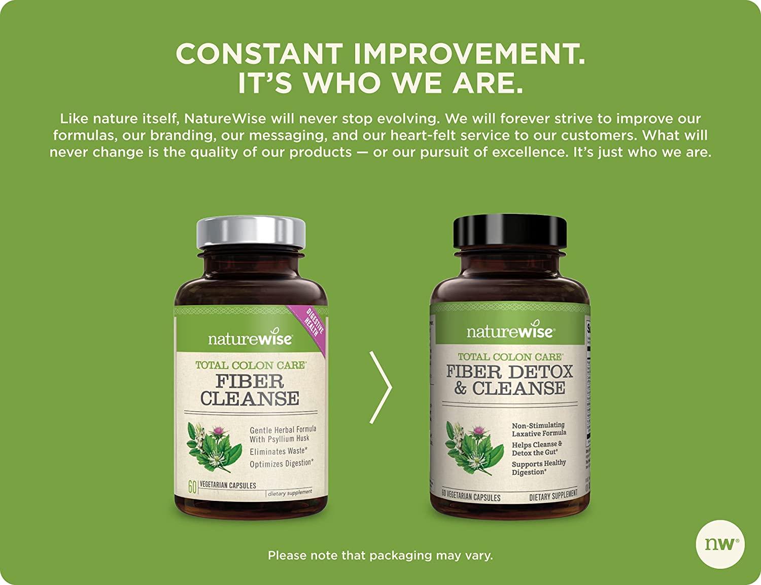 NatureWise Fiber Detox & Cleanse - 60 Vegetarian Capsules for Gut ...