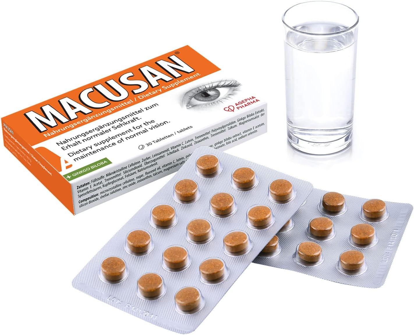 Buy Macusan 30 Tablets - Vision Support with Ginkgo Zeaxanthin & Lutein ...