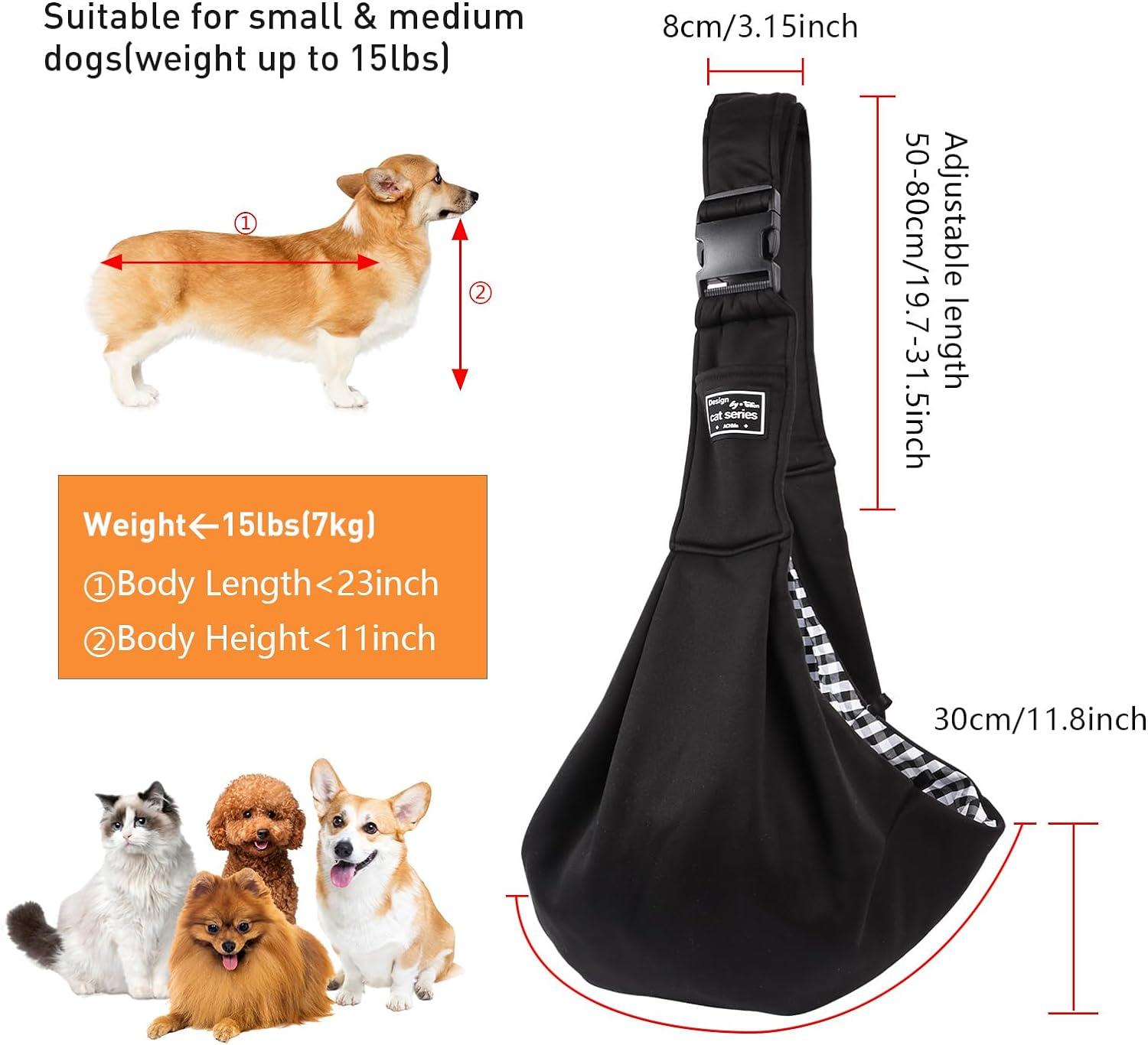 Buy Adjustable Black Dog Carrier Bag for Puppies & Small Dogs (up to 6 ...