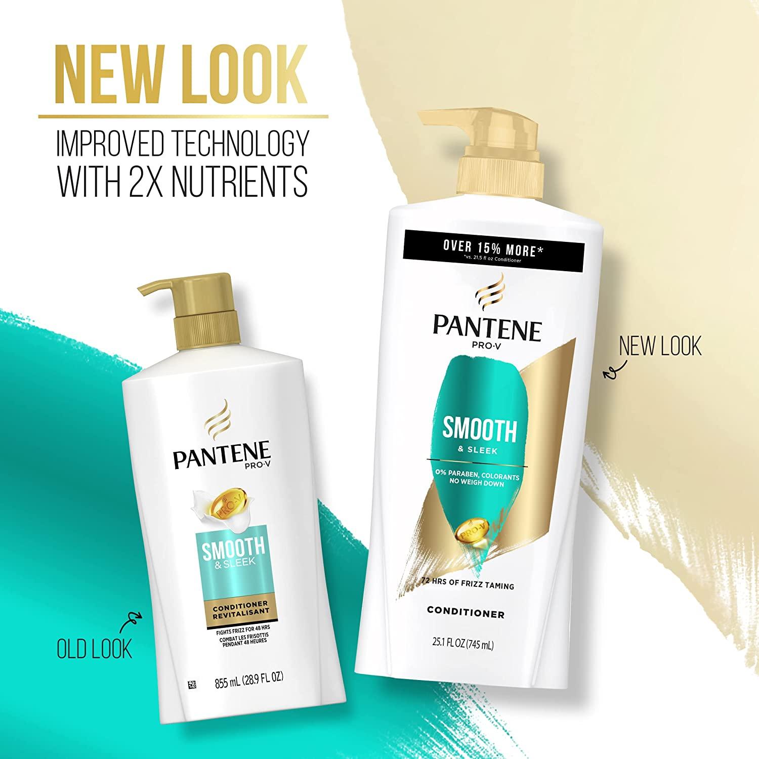 Pantene Smooth and Sleek Shampoo, Conditioner, and Hair Treatment Set ...