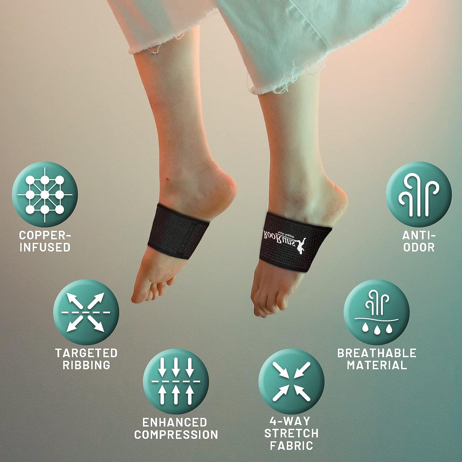 Copper Arch Support Sleeves - Plantar Fasciitis Compression Foot Wraps ...