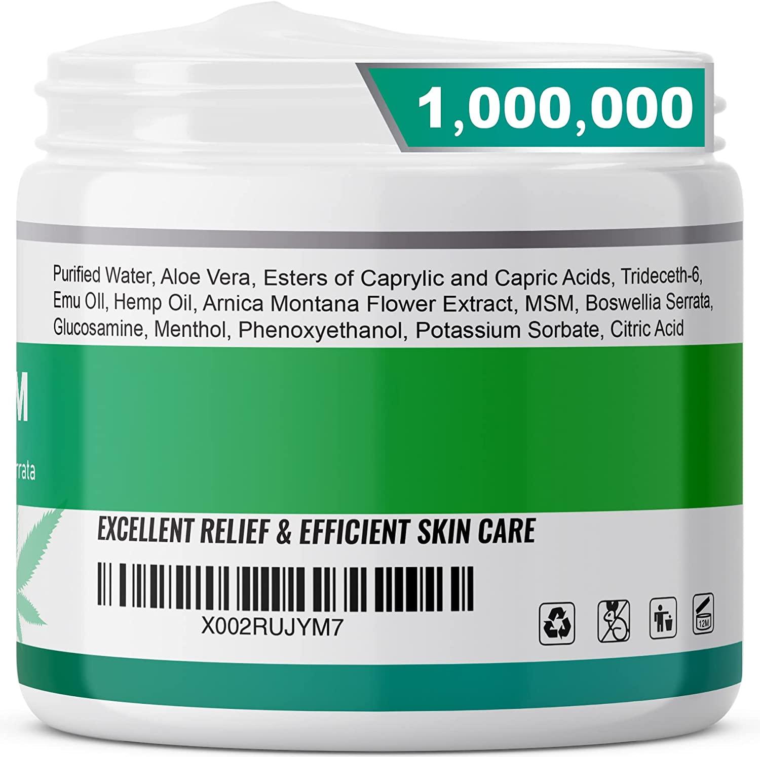 Raitera Hemp Cream 8 oz - Pure Hemp Oil Extract with Emu, MSM & Arnica ...