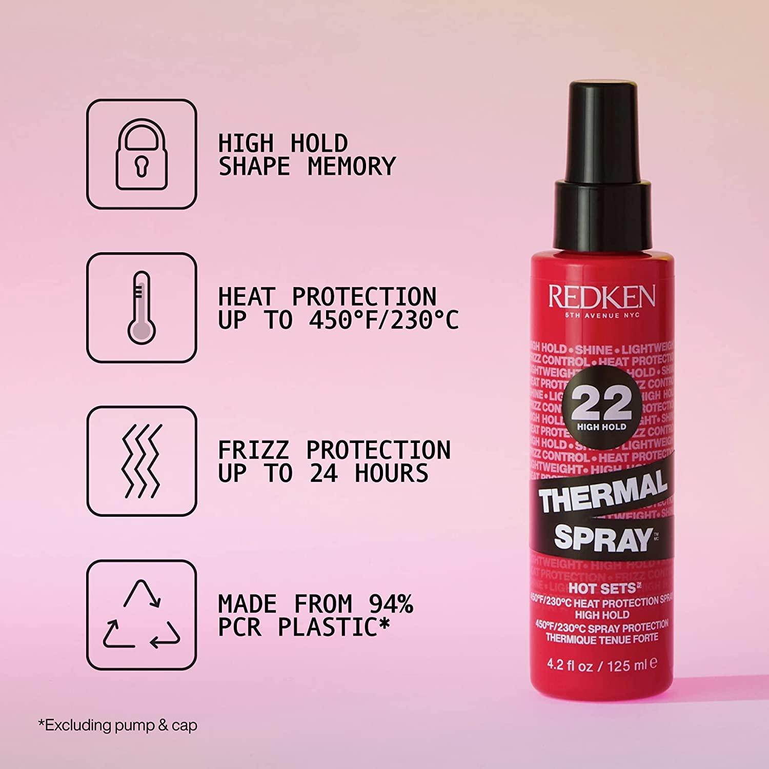 Redken Thermal Spray 22 | High Hold Thermal Setting Mist | 4.2 Fl Oz ...