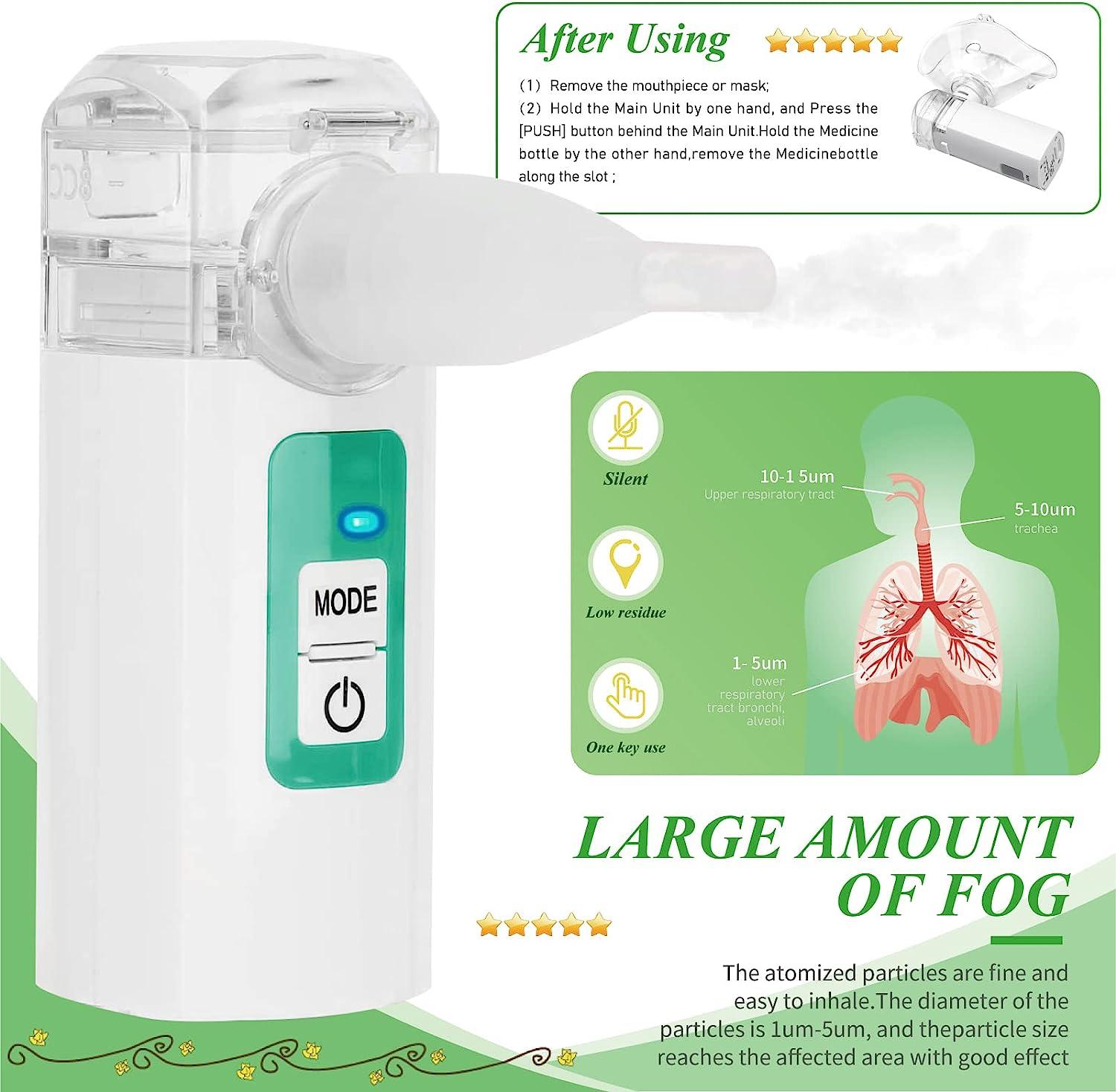 Portable Auto-Cleaning Nebulizer for Adults/Kids - Quiet Handheld ...