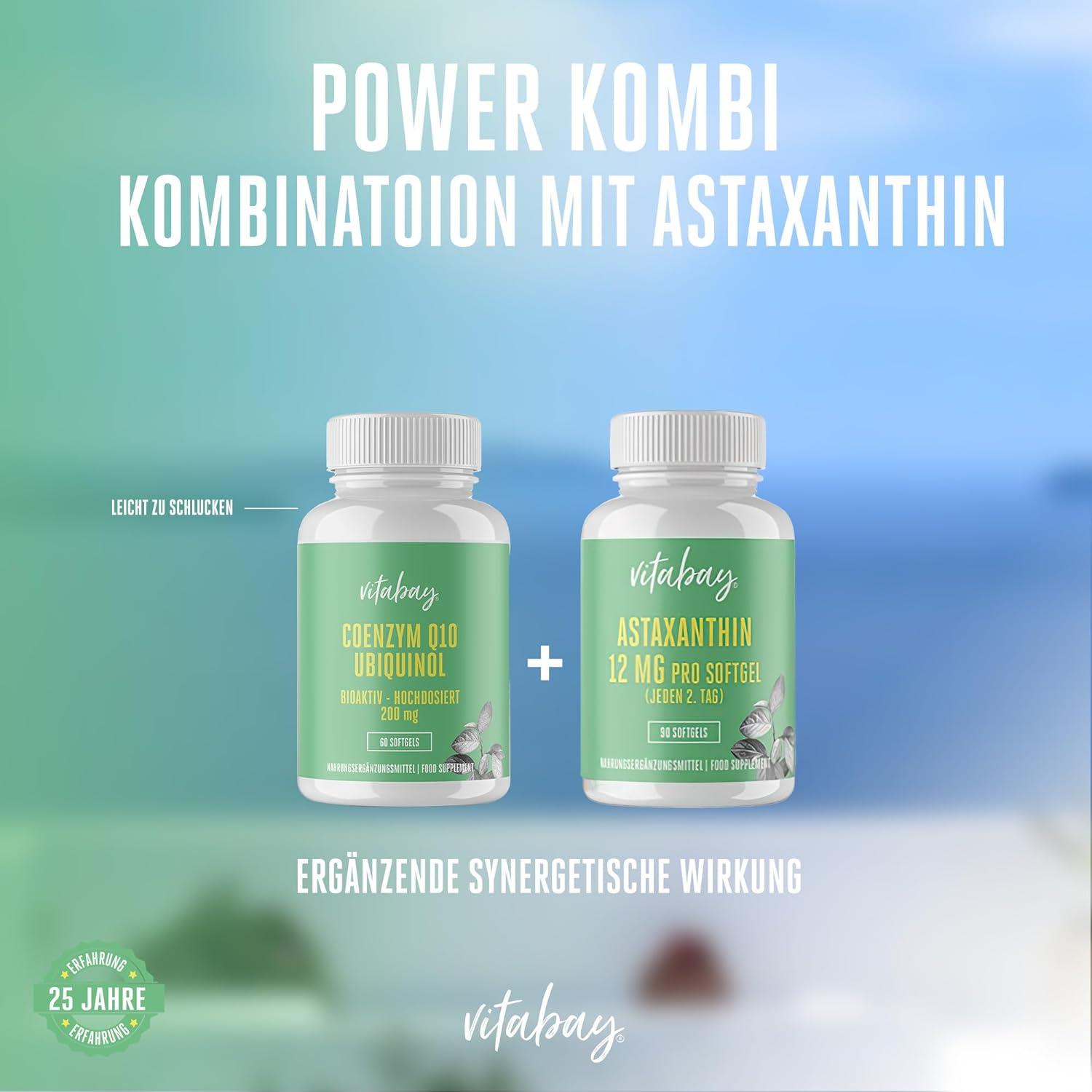 VITABAY Coenzyme Q10 Ubiquinol 200mg Capsules - High Dose Antioxidant - 60 Capsules for Energy ...