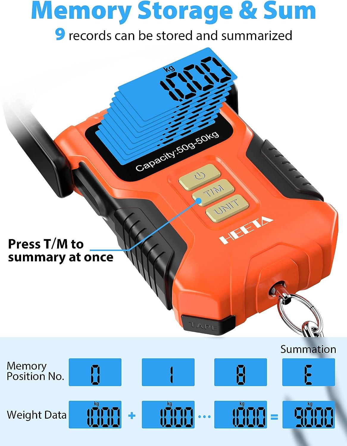 HEETA Waterproof Digital Fishing Scale 110lb/50kg with Memory Function ...