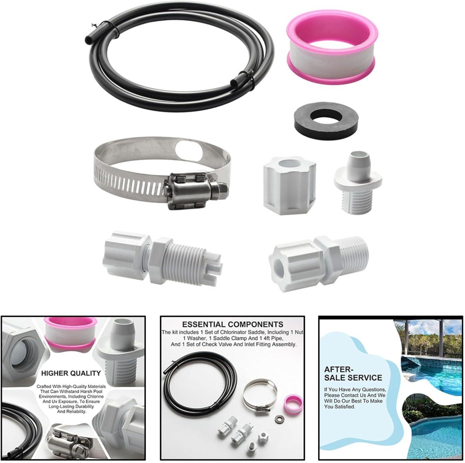 HEIBTENY Swimming Pool Sanitary Set Hose Pool Pipe Connection Kit White ...