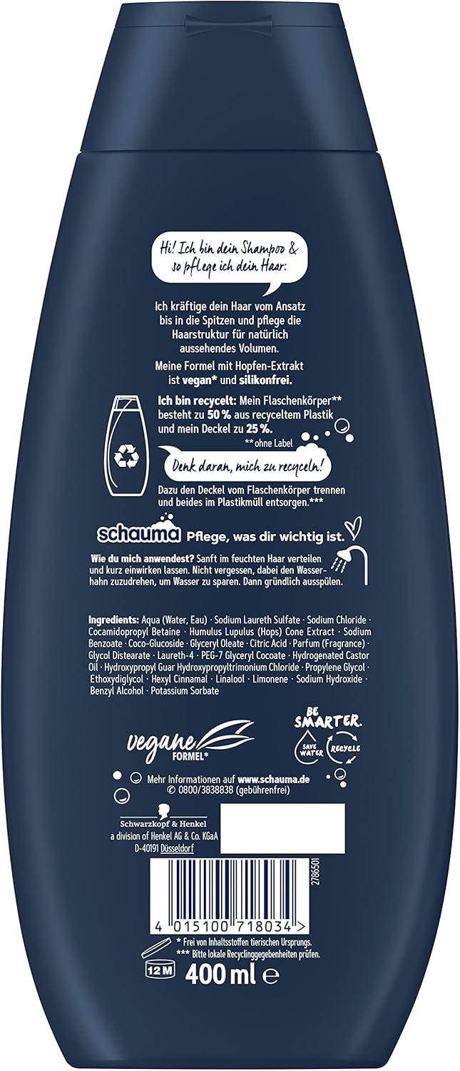Schwarzkopf Schauma Men's Shampoo (2 x 400 ml) - Fortifying shampoo for ...