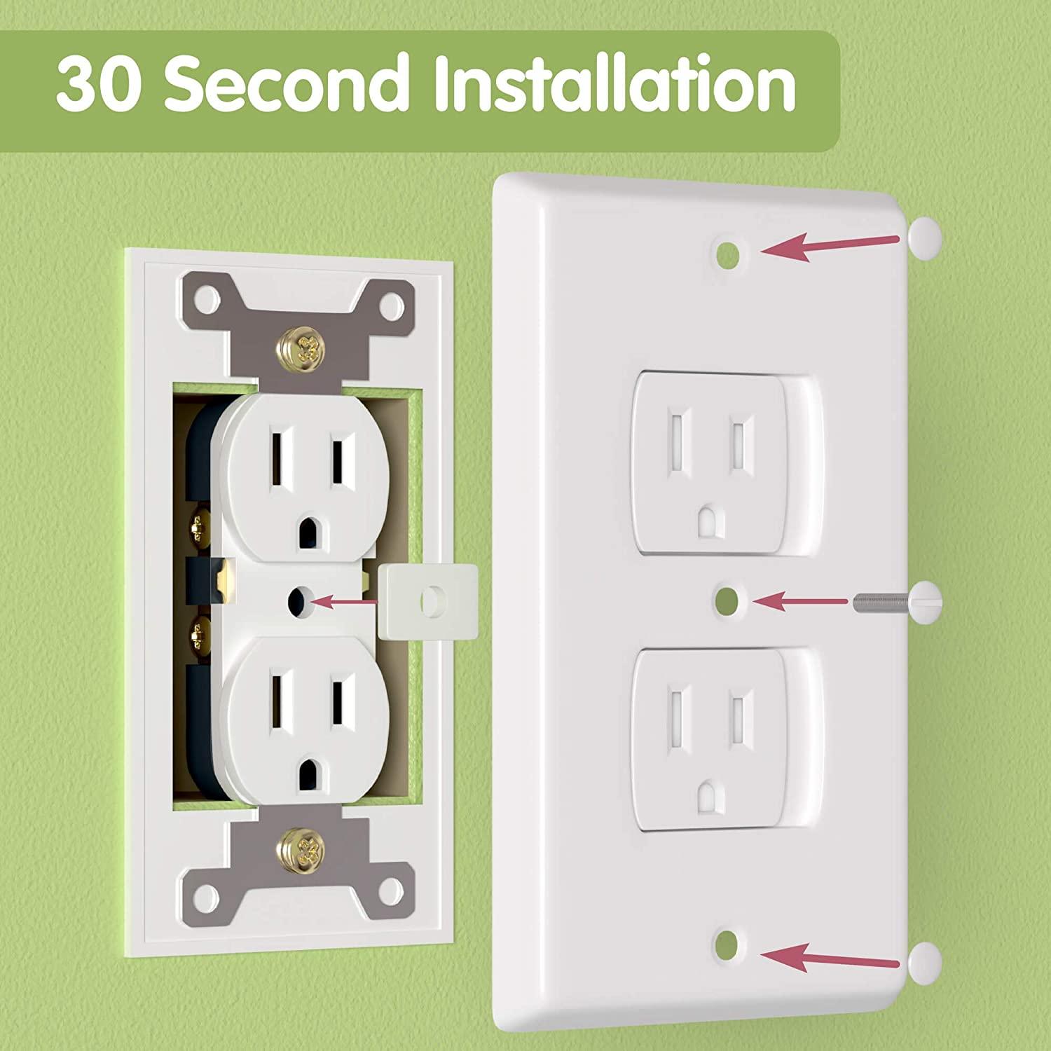 6-Pack Self Closing Outlet Covers - White Easy to Install Baby Proof ...