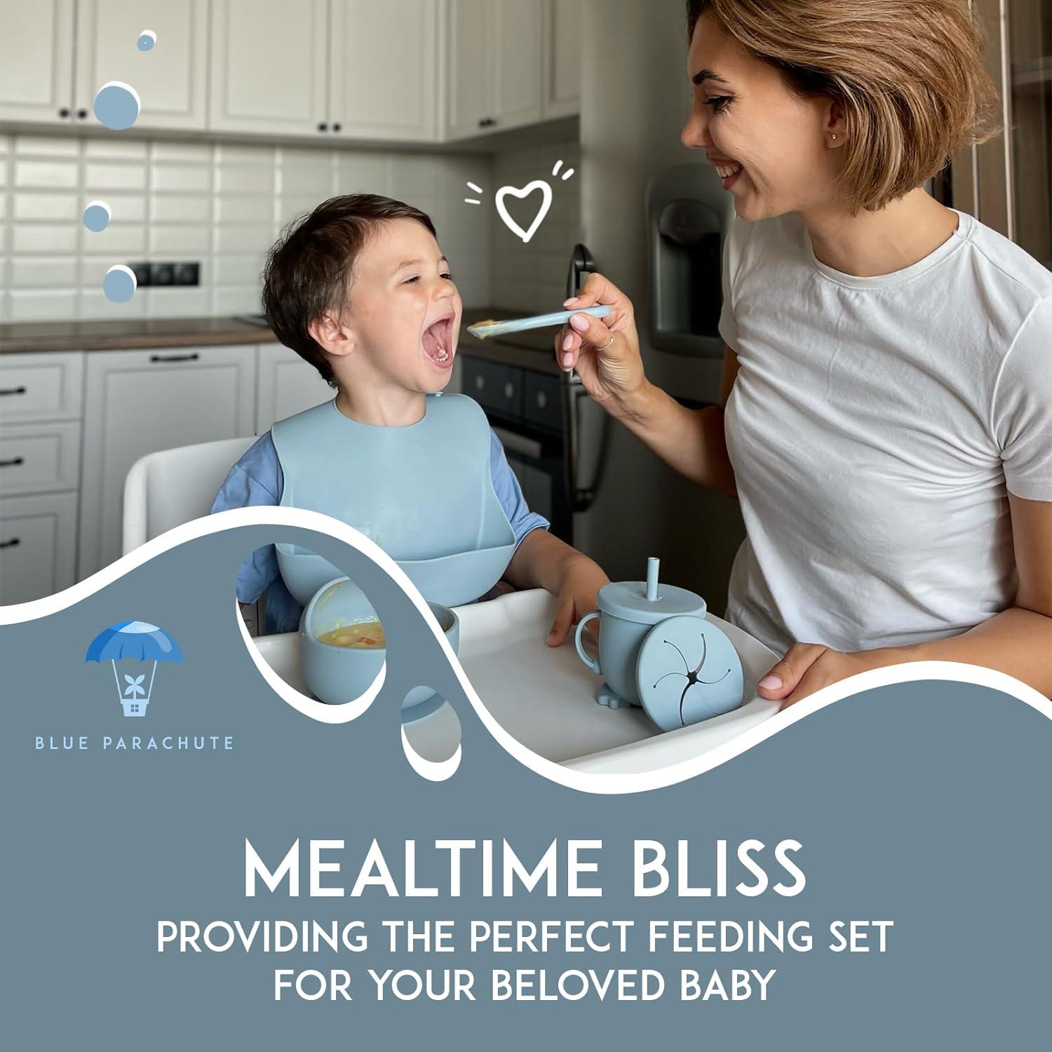 Baby Feeding Silicone Set | Weaning Kit with Suction Plate, Bowl, Bib ...