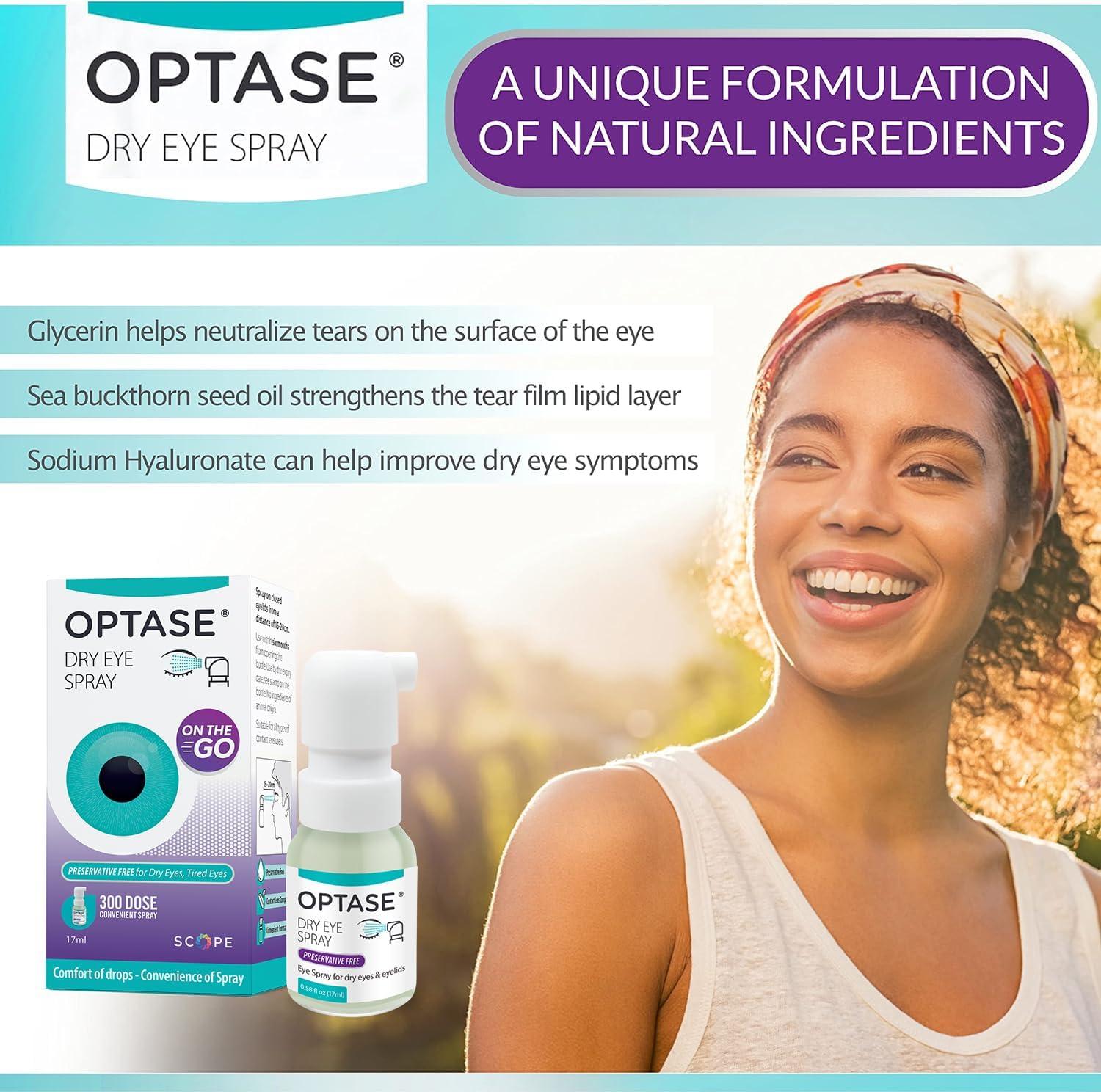 Optase Preservative and Phosphate Free Dry Eye Spray - 300 Doses - 17ml ...