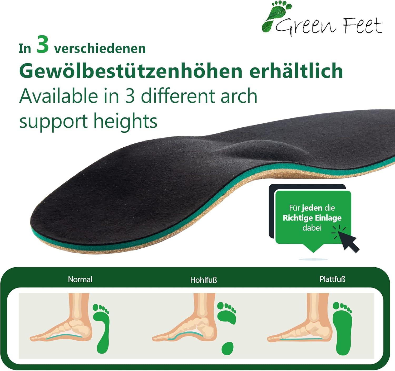 Green Feet Orthopedic Insole - 5mm Shoe Insert for Lower Foot Hollow ...