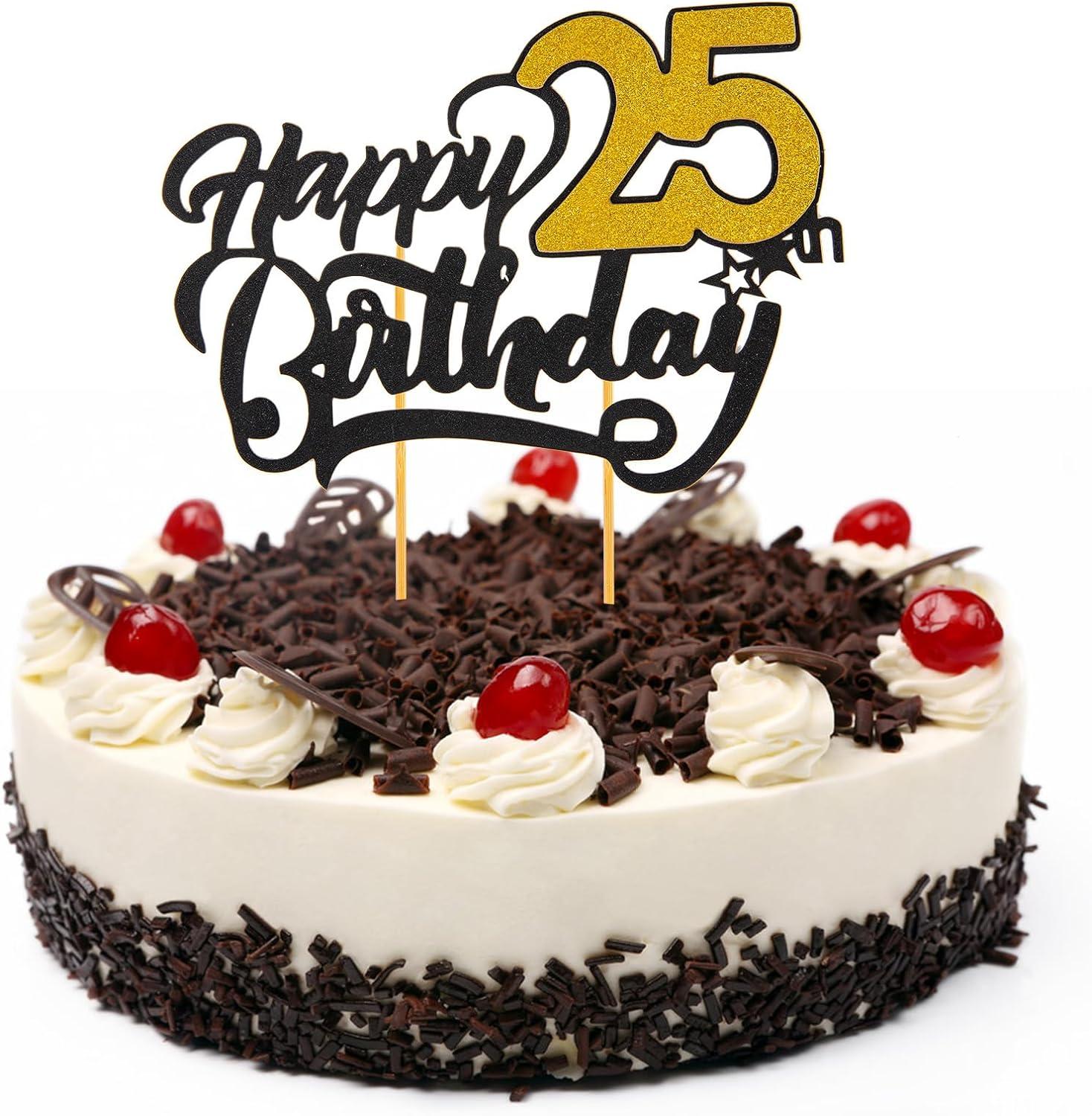 Happy 25th Birthday Cake Topper 25th Birthday Decorations for Her Happy ...