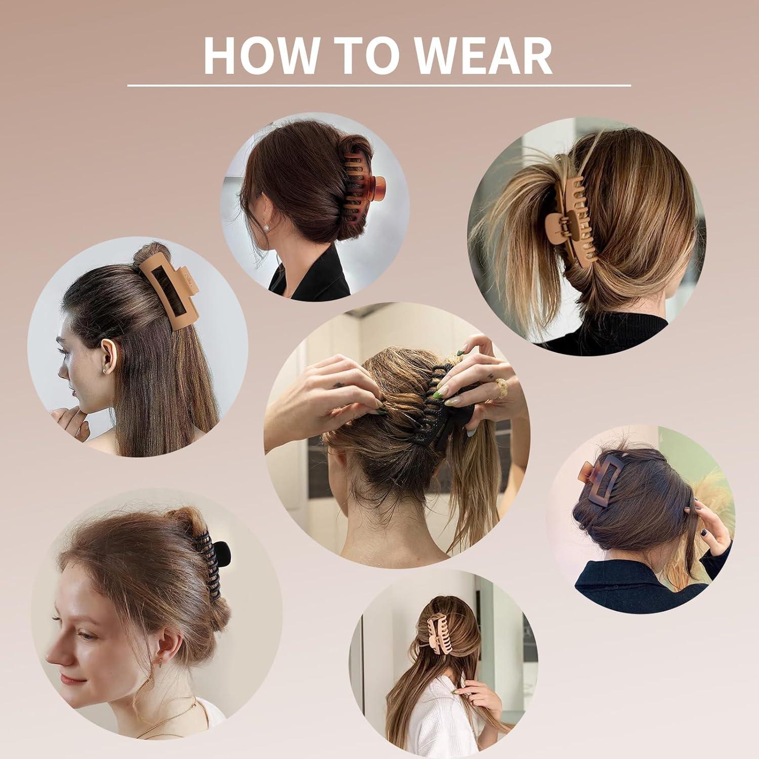 8-Piece Matt Hair Clip Set for Thick & Thin Hair - 11cm Ladies Hair ...