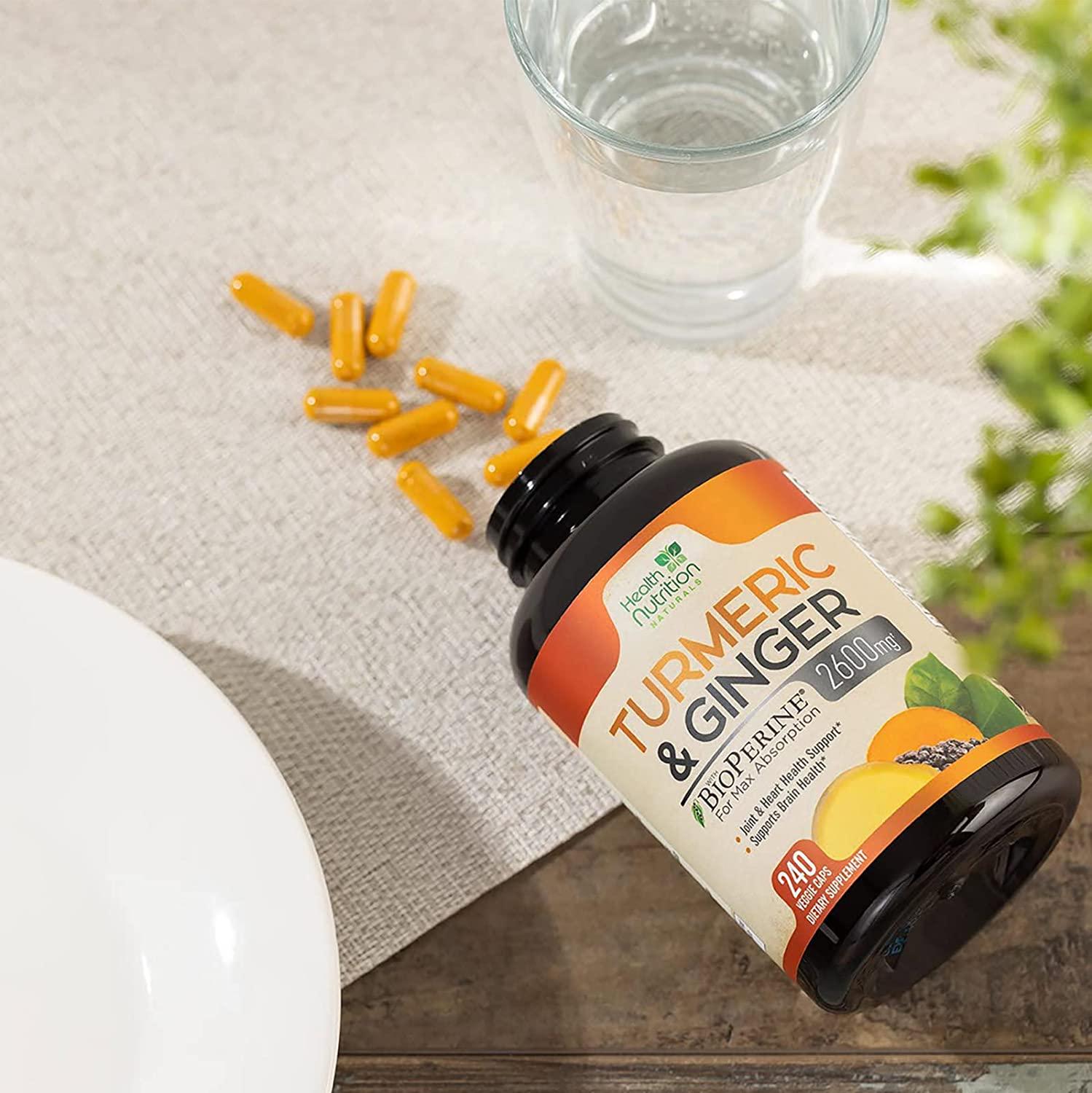 Turmeric Curcumin with BioPerine Ginger 2600mg with Black Pepper for ...