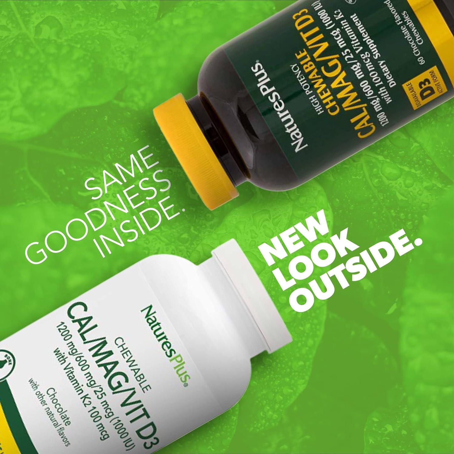 NaturesPlus Cal/Mag/VIT D3 with Vitamin K2 Chewables - Chocolate Flavor ...