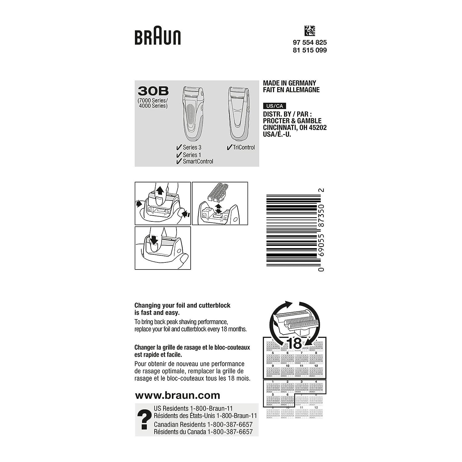 Braun Series 3 Electric Shaver Replacement Head - 30B - Compatible with ...