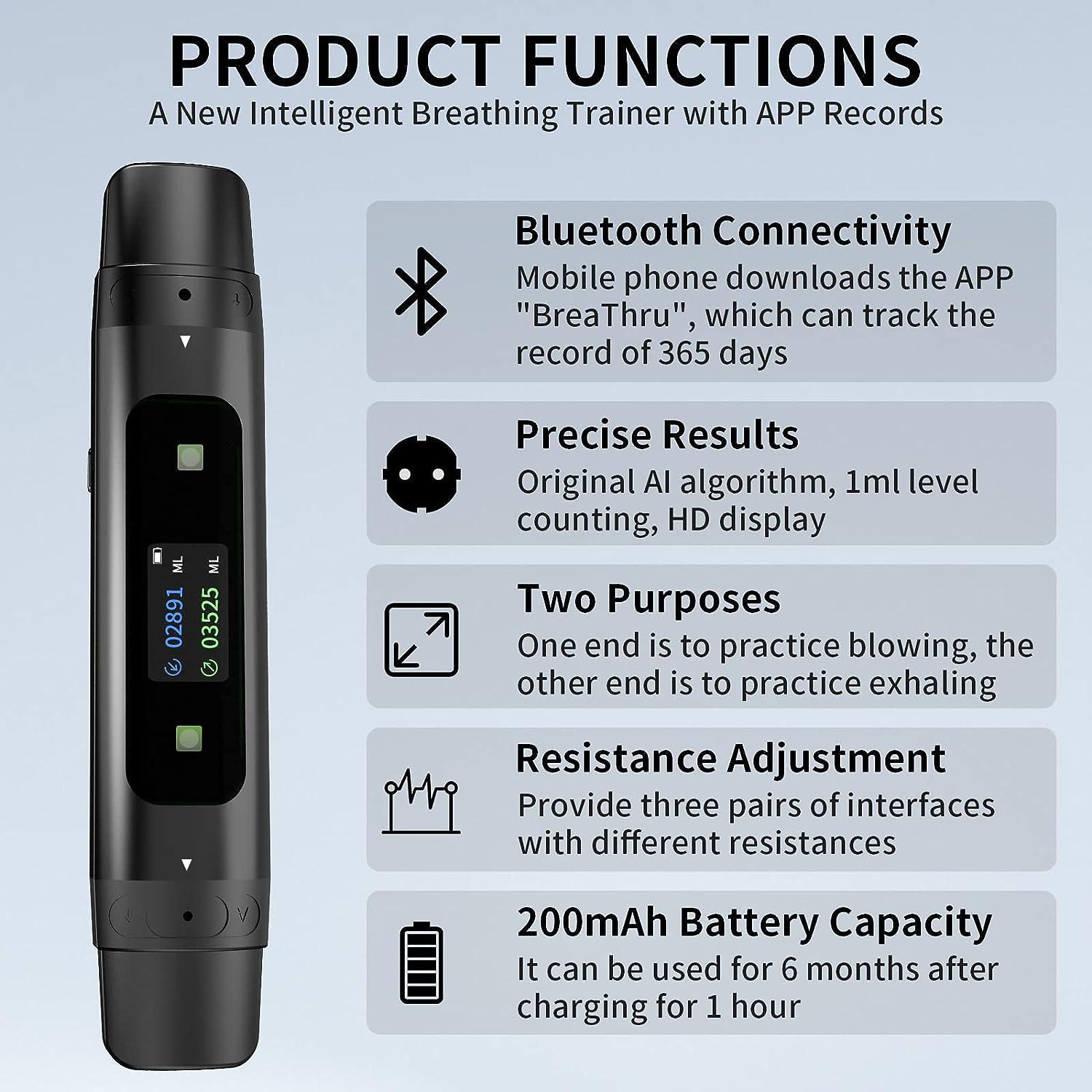Smart Breathing Trainer with Guided App - Personal Breathing Test ...