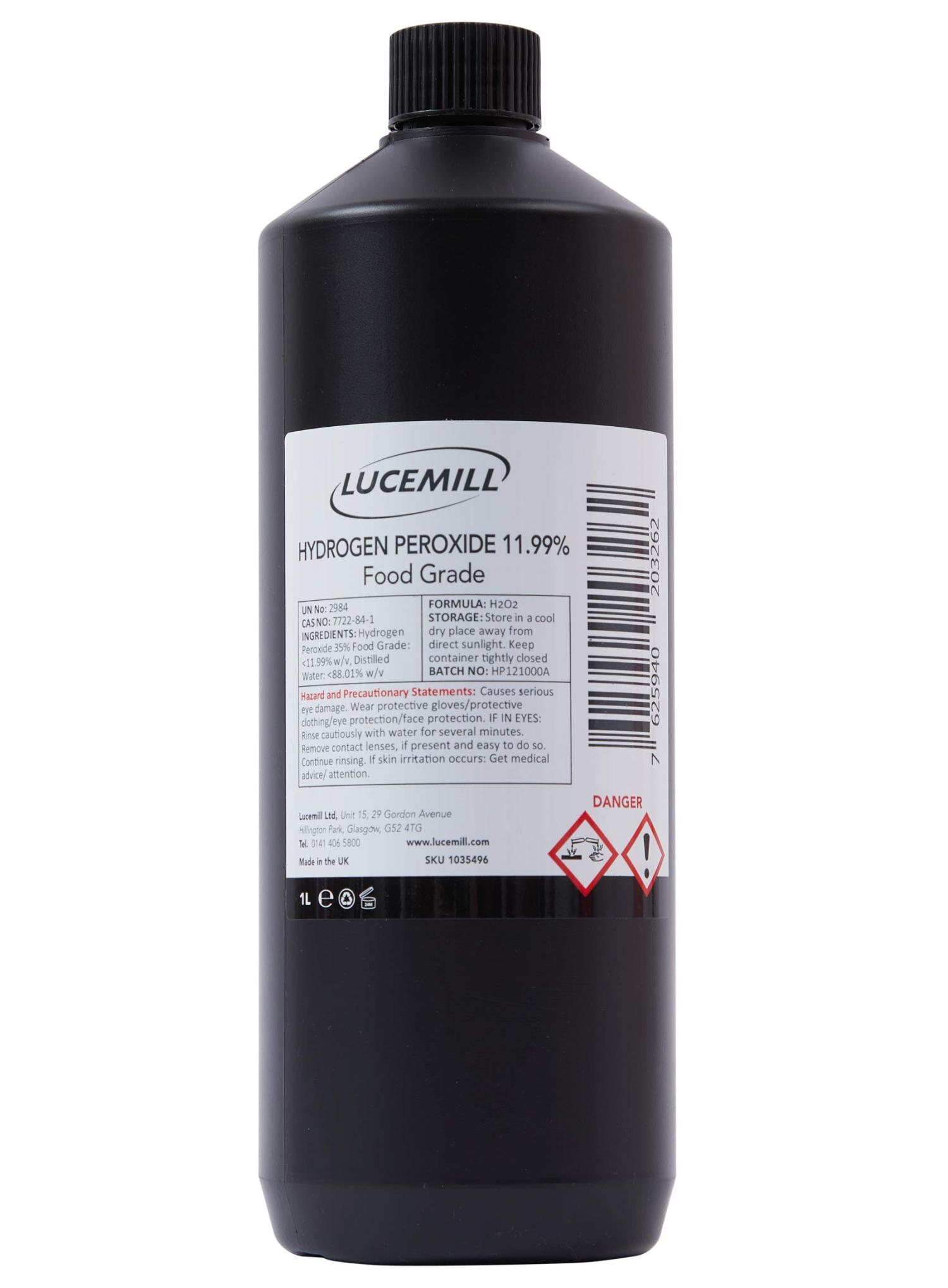 LUCEMILL Hydrogen Peroxide 11.99% Food Grade 1 Litre Unstabilized and ...