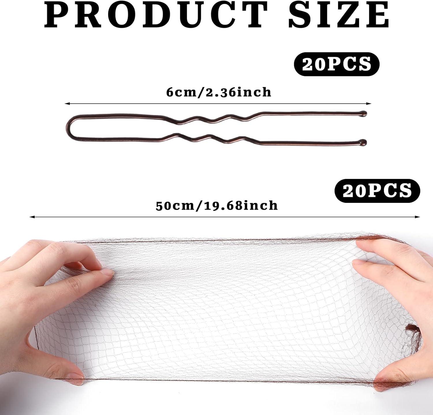 Hair Nets for Buns 20Pcs Hair Bun Nets Brown with 20Pcs U Shaped Hair ...