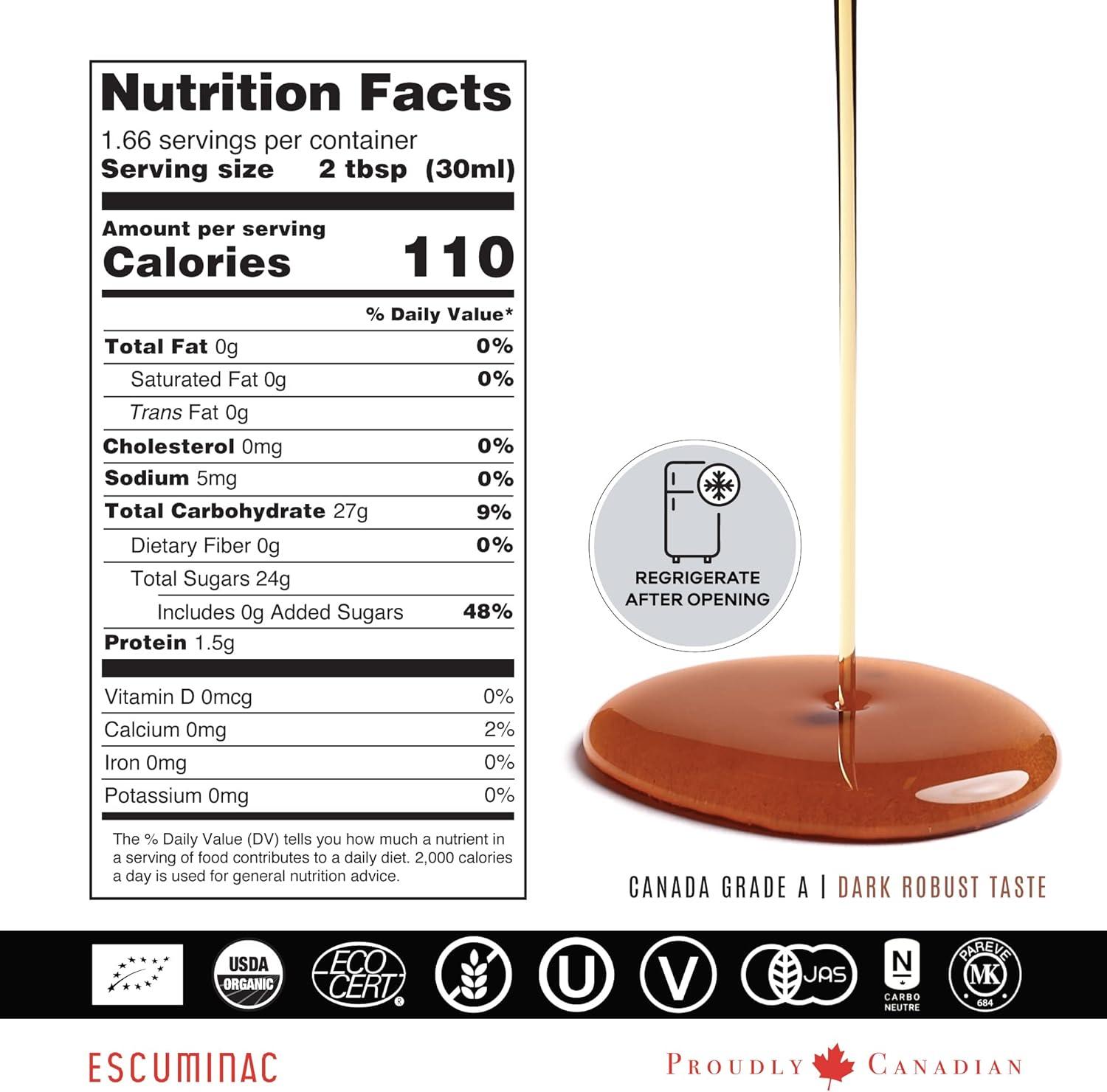 12 x 50 ml Escuminac Maple Syrup (Late Harvest Dark-Robust Taste) | Buy ...