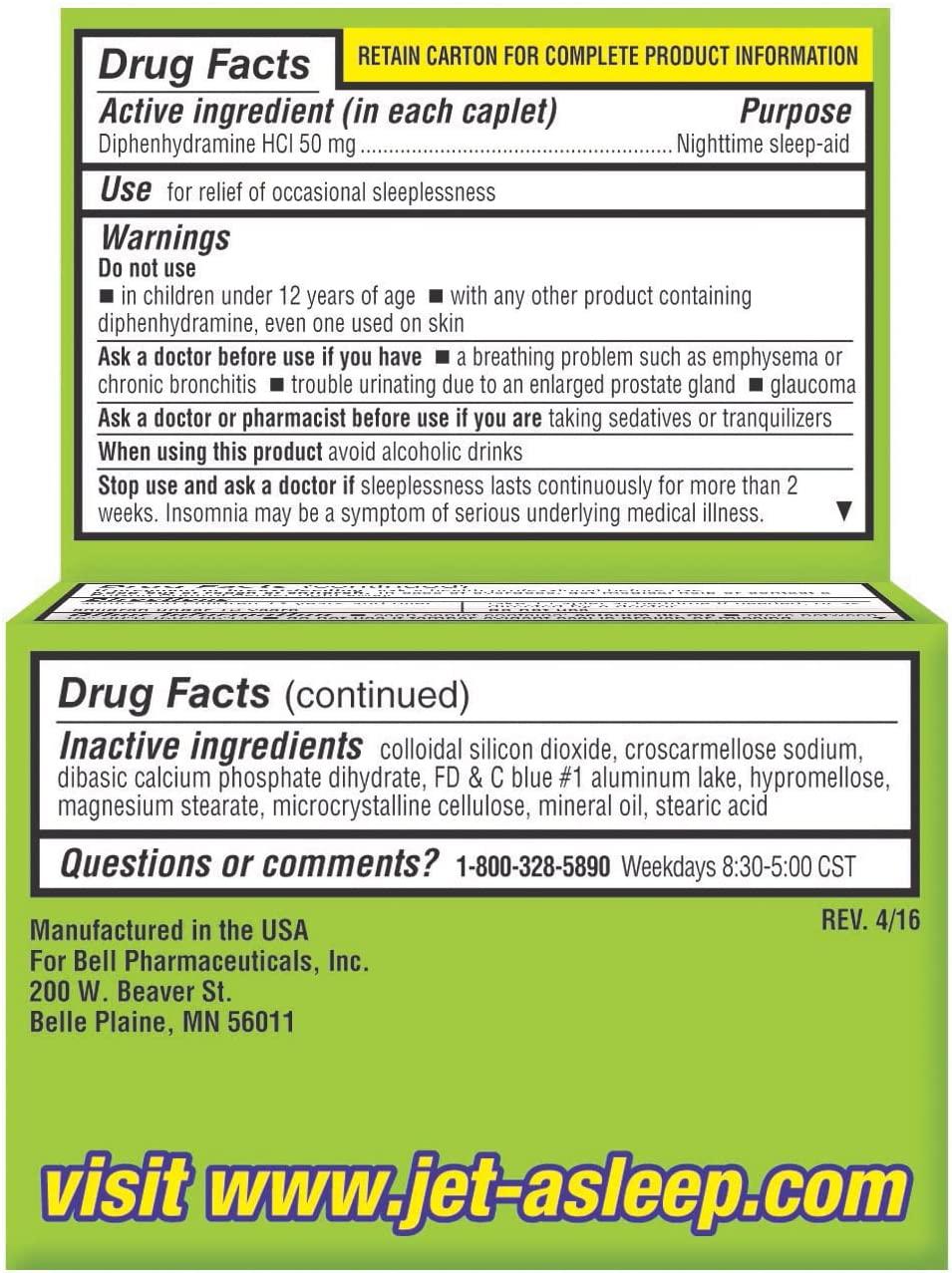 Jet-Asleep Double Strength Nighttime Sleep-Aid 100 Count - Deep Sleep ...