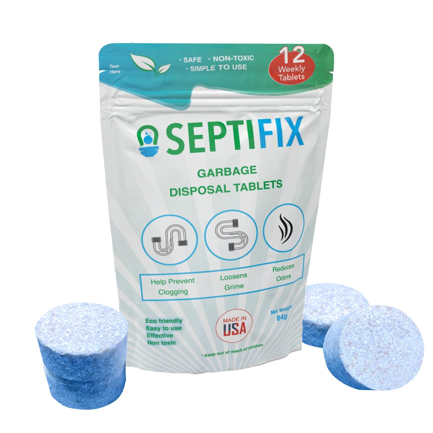 SEPTIFIX Garbage Disposal Cleaner - 12 Deodorizer Tablets for Odor ...