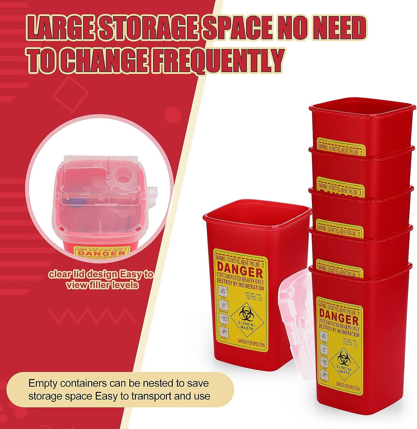 20 Pcs 1 Quart Flip Top Sharps Container - Small Portable Disposal Bin ...