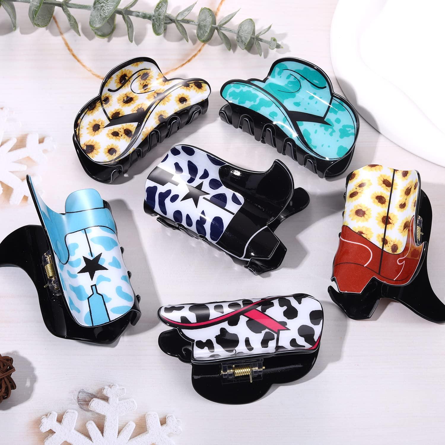 Vokone Western Cowboy Hair Claw Clips 6 Pack - Leopard Star Cowgirl ...