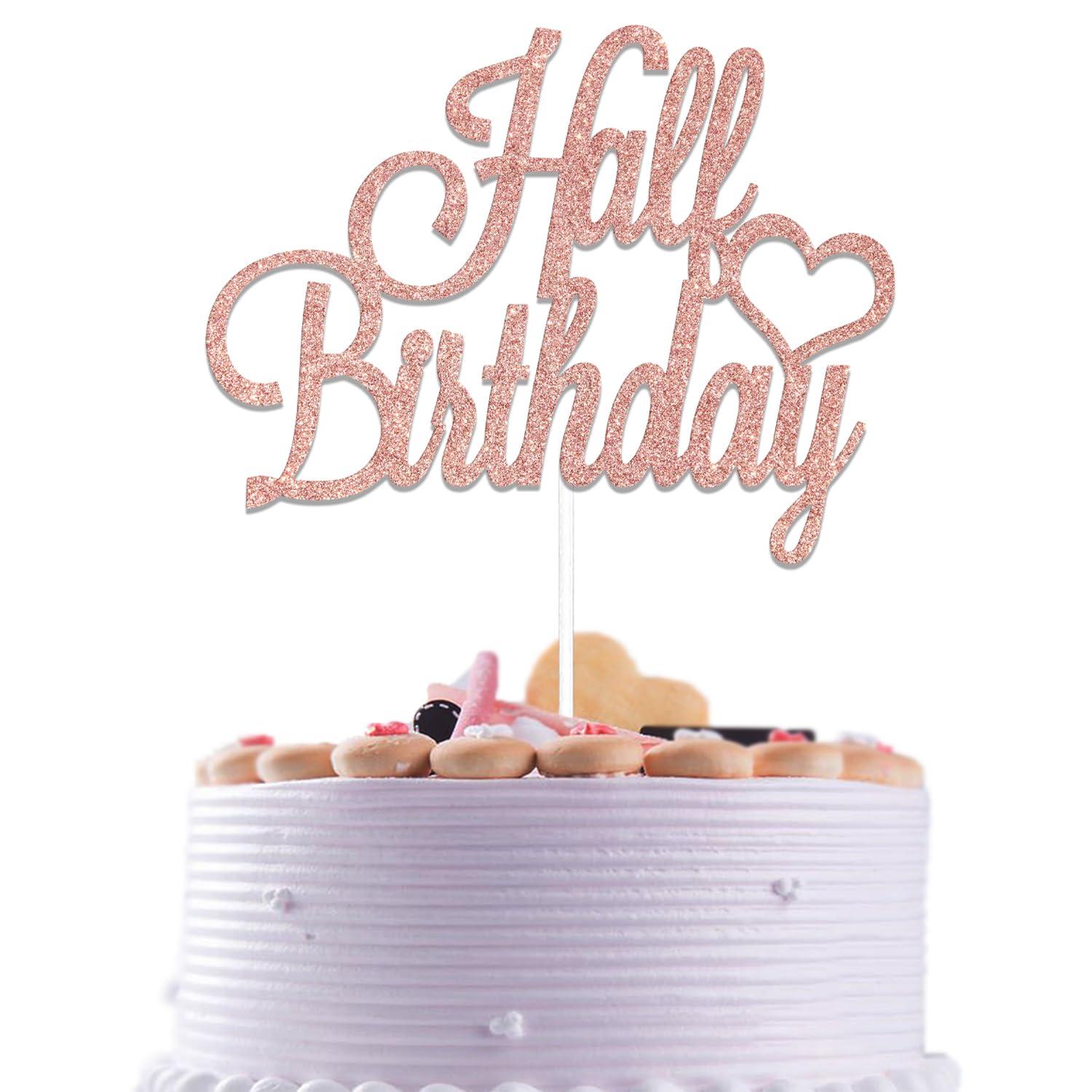 Half Birthday Cake Topper 1/2 Birthday Cake Topper Decorations 6 Months ...