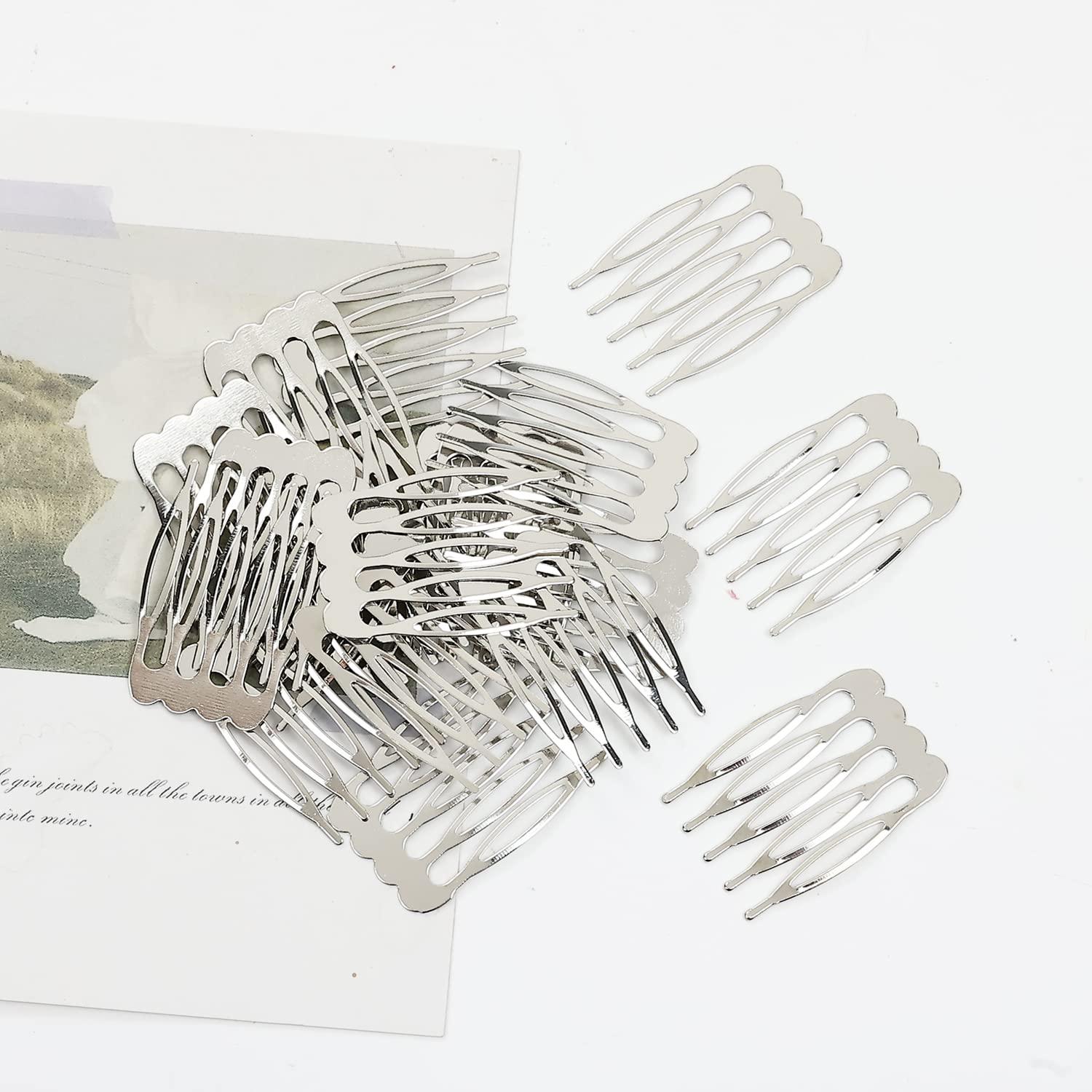 20 Pack Small Silver Metal Side Hair Combs - DIY Hair Accessories for ...
