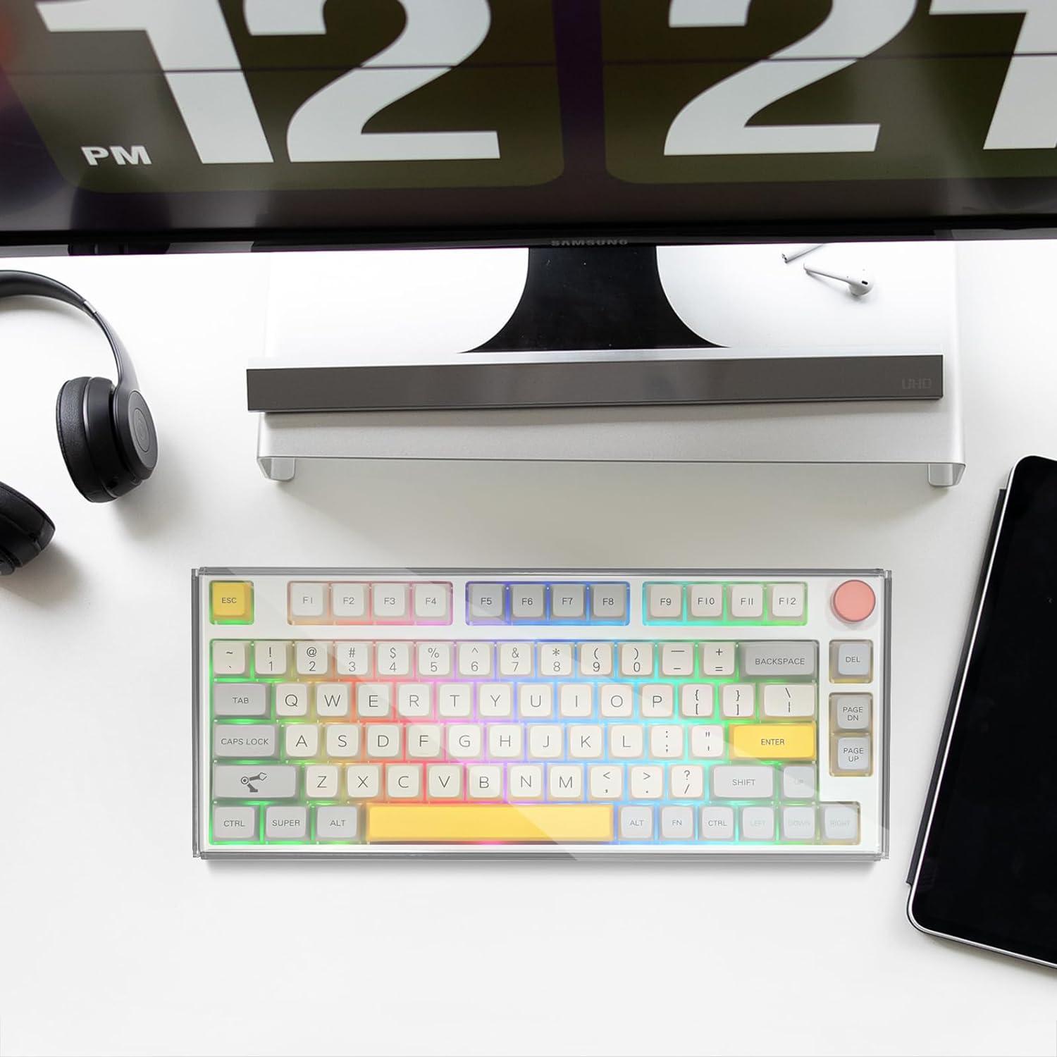 Geekria 75% Knob Keyboard Dust Cover Clear Acrylic Keypads Cover for 84 ...