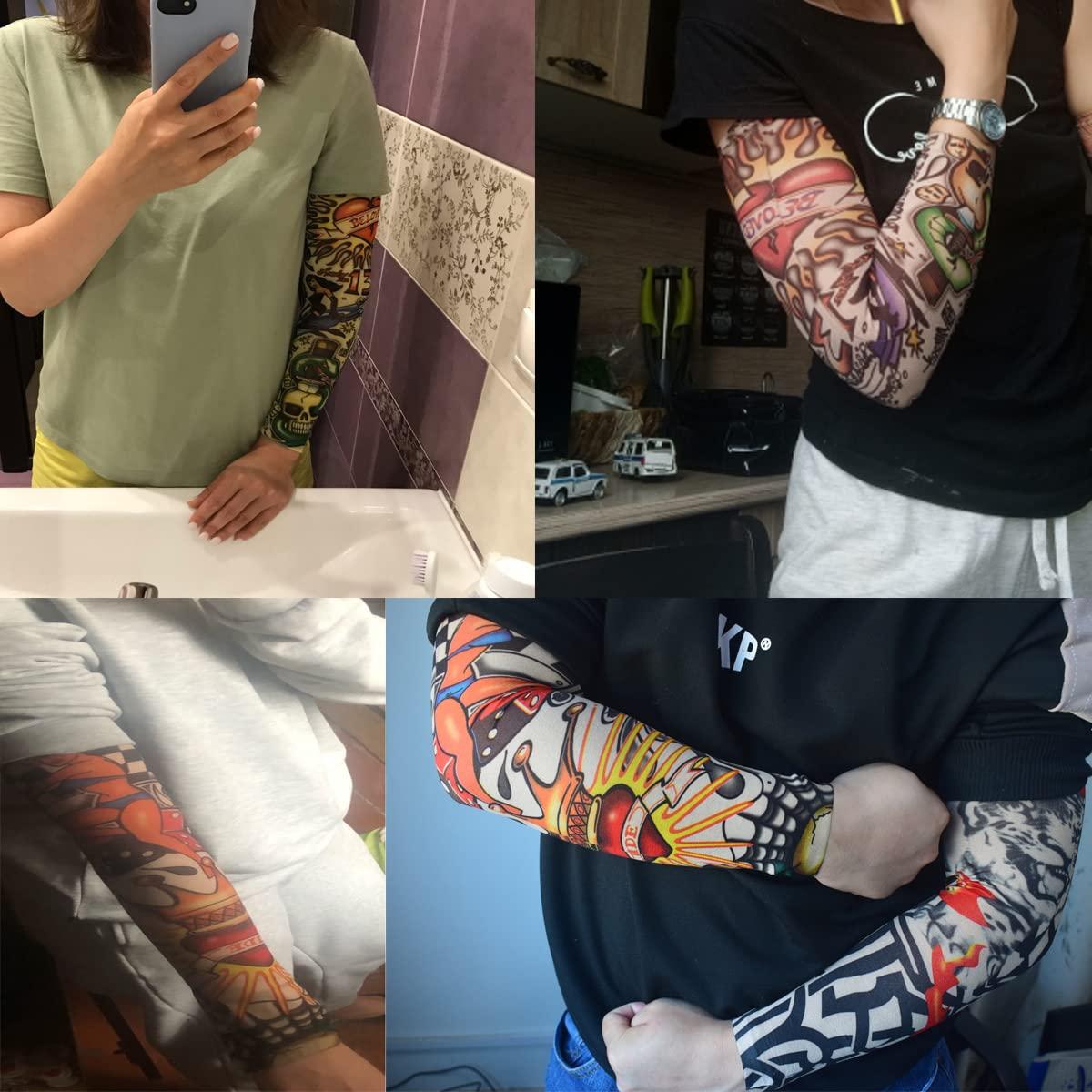Men's 8pcs Temporary Tattoo Sleeves - Fake Slip On Sunscreen Arm ...